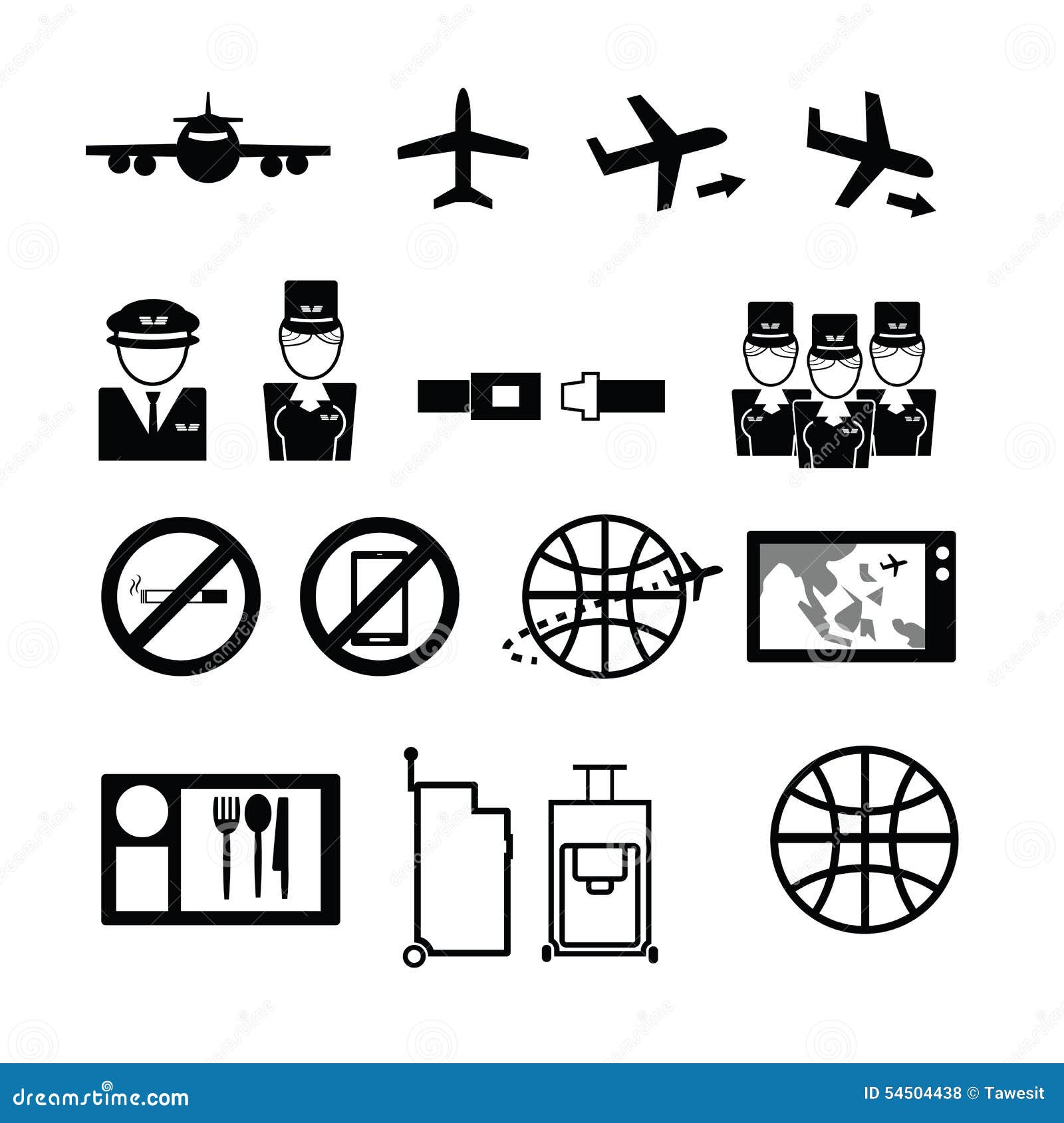 Airways service icons set stock vector. Illustration of airport - 54504438