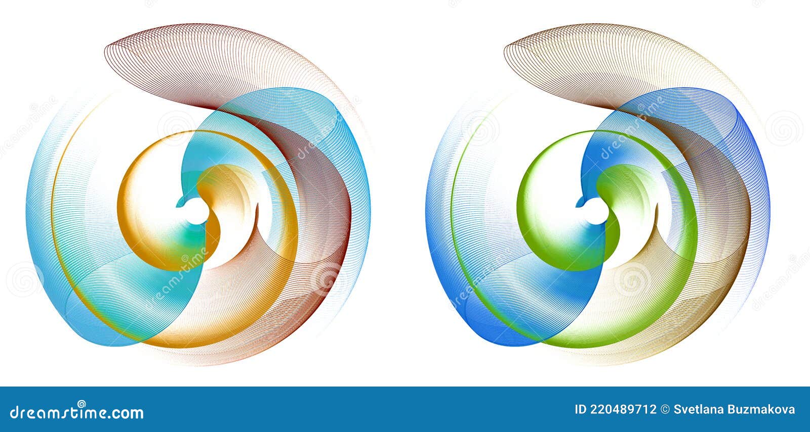 Airy, Transparent, Multicolored Elements Gracefully Curved And Rotate ...