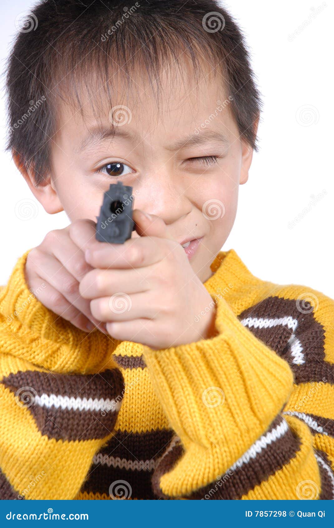 Aisa boy with gun stock photo. Image of child, agressive - 7857298
