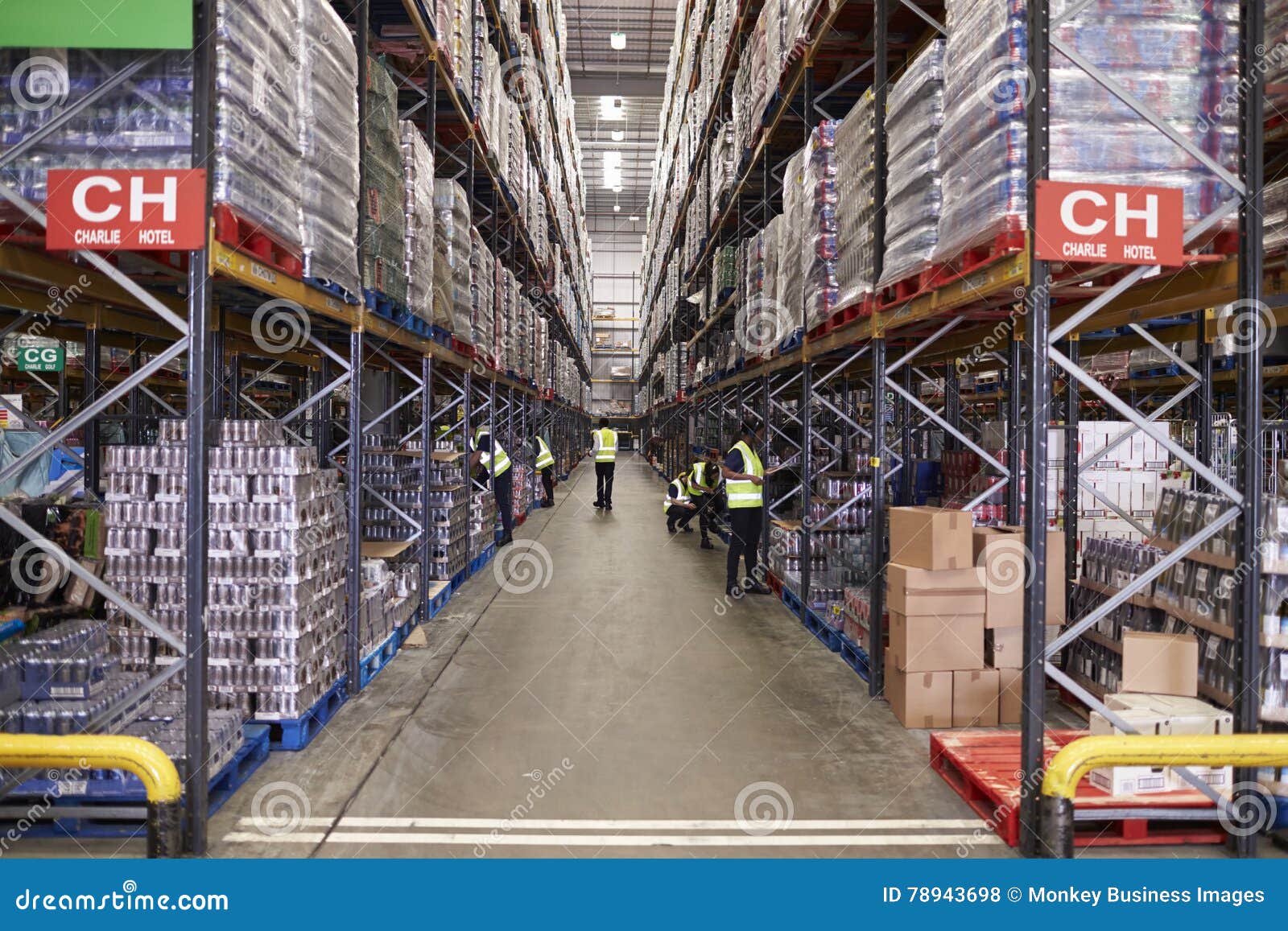 An Aisle between Storage Units in a Distribution Warehouse Stock Photo ...