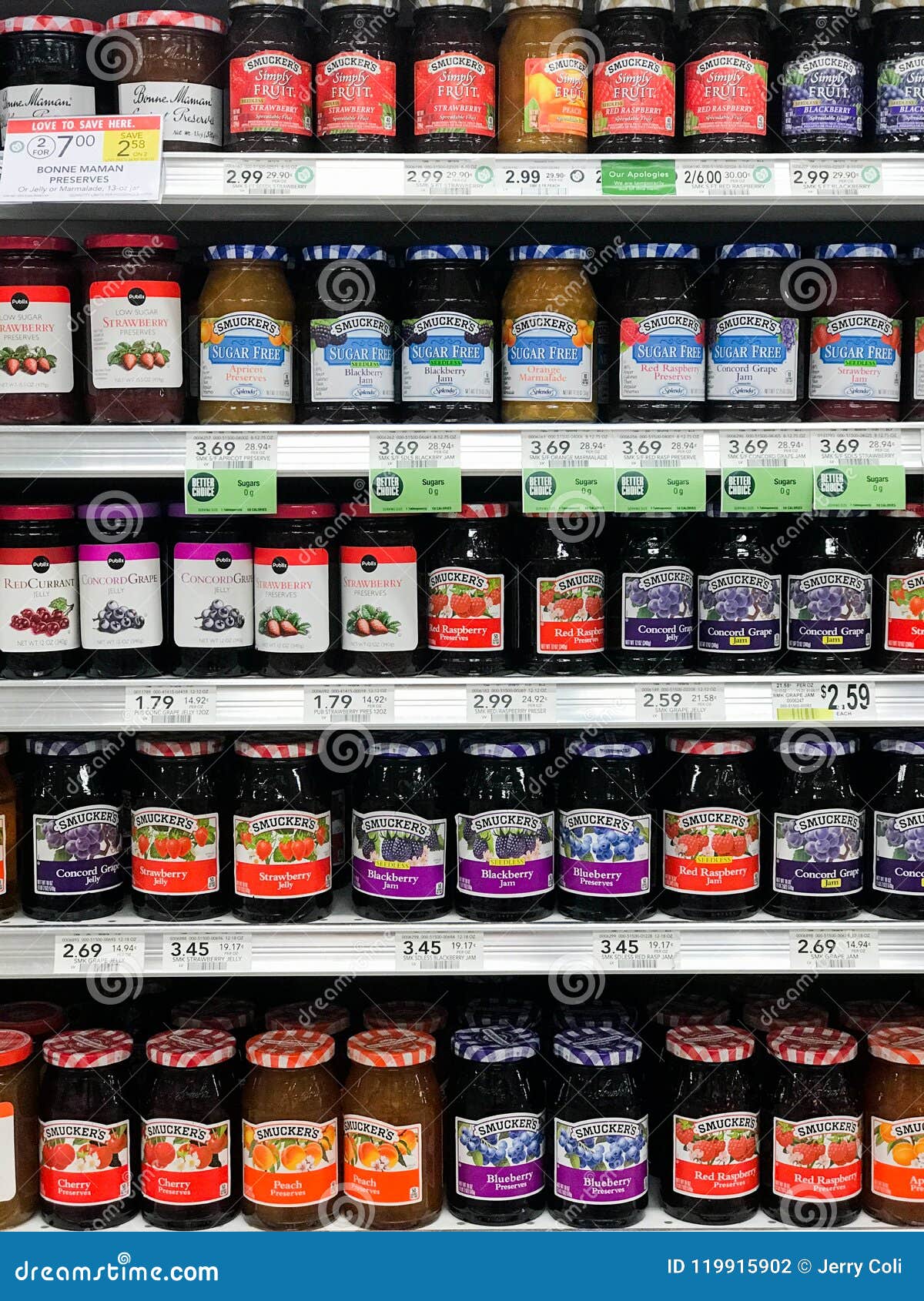 Aisle with Various Glass Jars of Jelly and Jams Editorial Photography ...