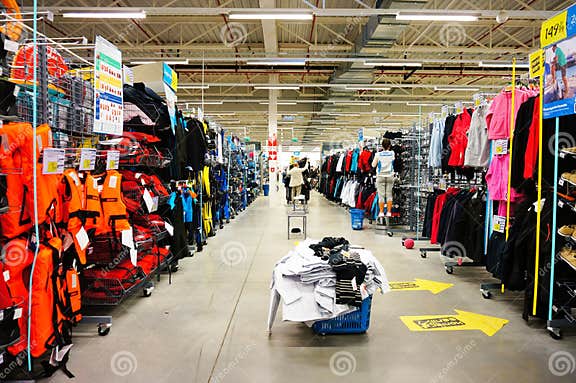 Aisles Full Of Various Products In The Decathlon Store Editorial