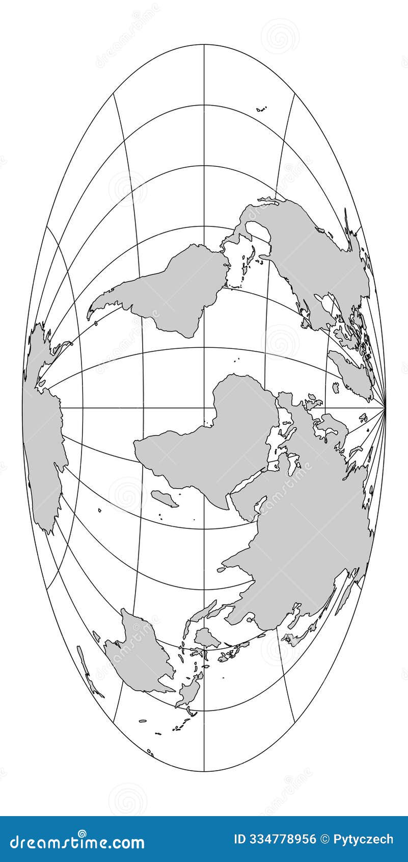 Aitoff Projection World Map Stock Illustration - Illustration of ...