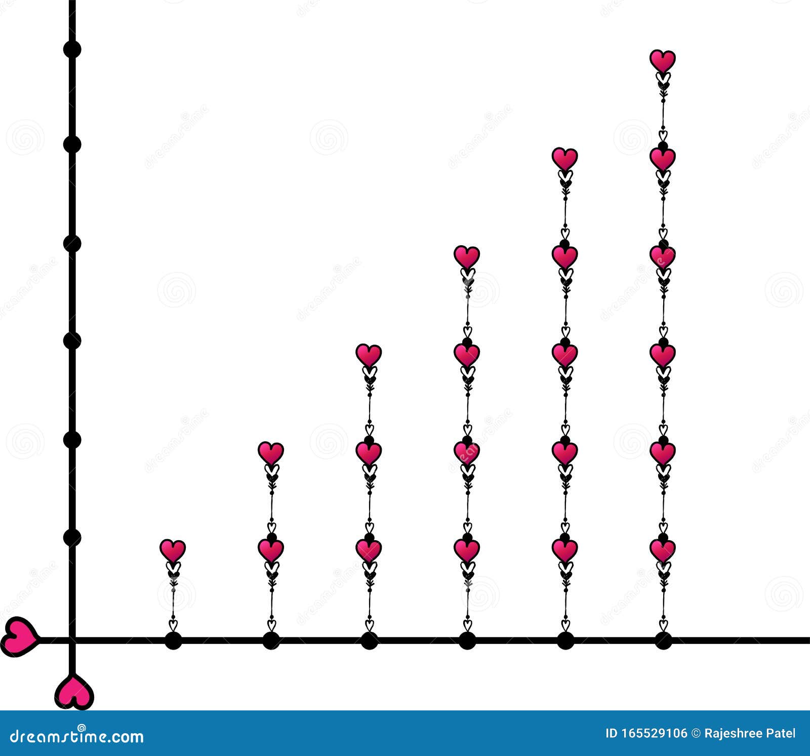 Heart Shape Love Growth Bar Graph Diagram Stock Vector - Illustration ...