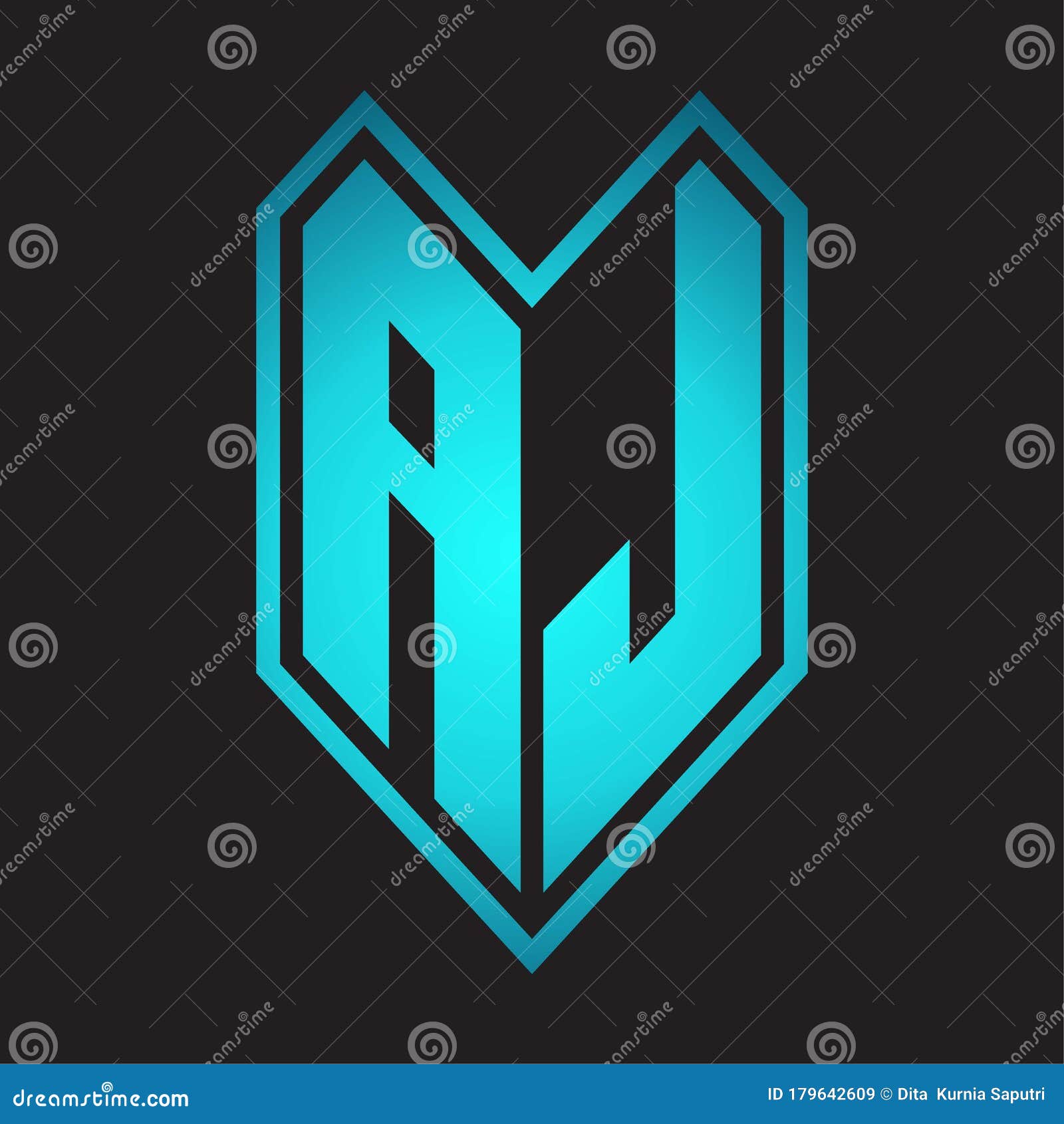 AJ Logo Monogram with Emblem Line Style Isolated on Blue Gradient ...