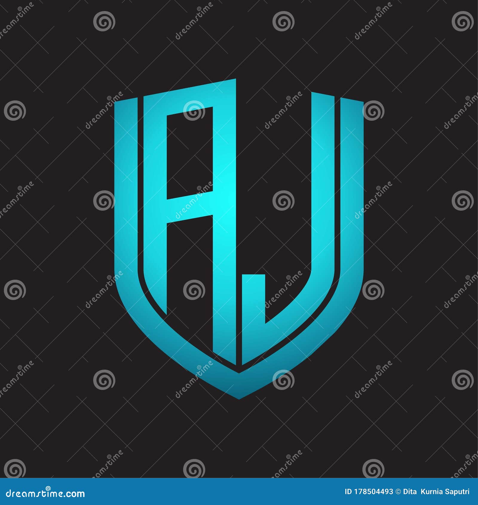 AJ Logo Monogram with Emblem Shield Design Isolated with Blue Colors on ...