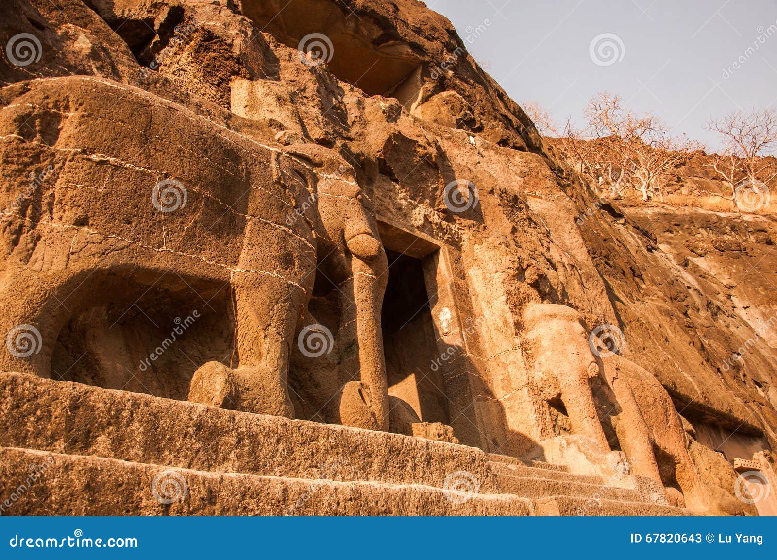 Ajanta Elephant Cave stock image. Image of adorn, geometric - 67820643