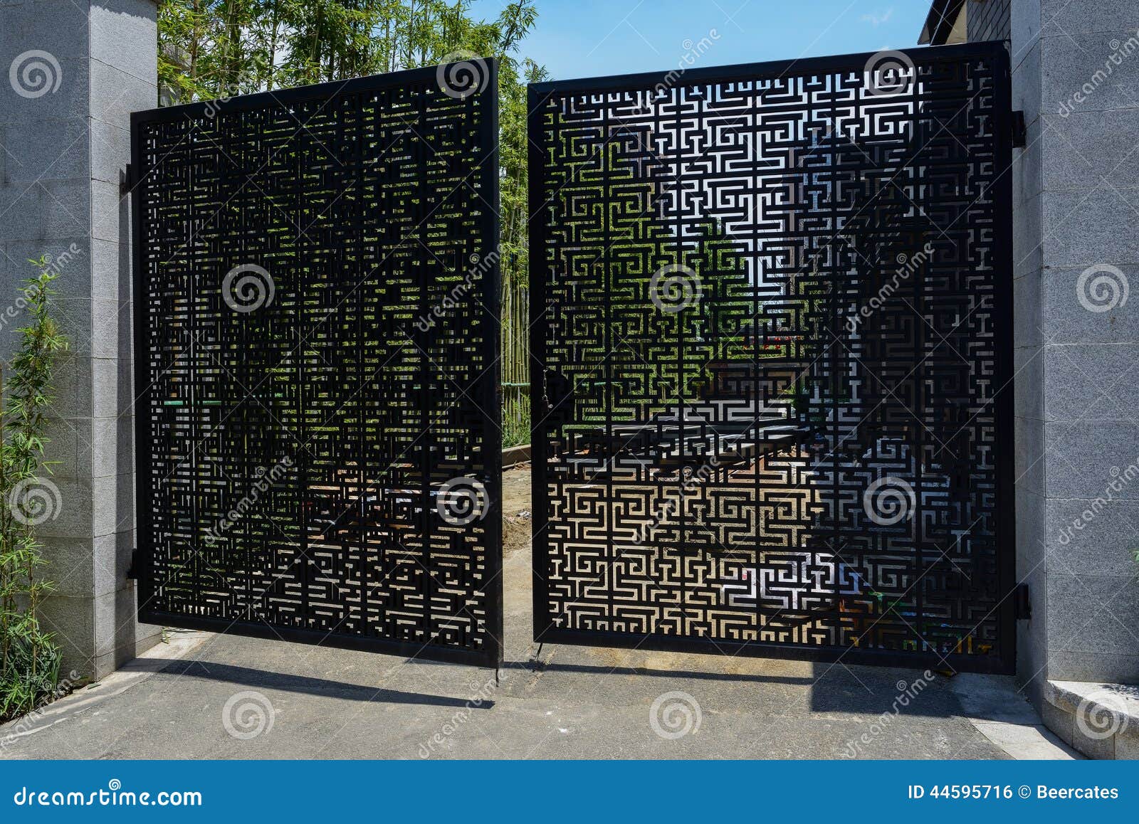 Ajar Latticed Steel Gate of Yard Under Consturction Stock Photo - Image ...