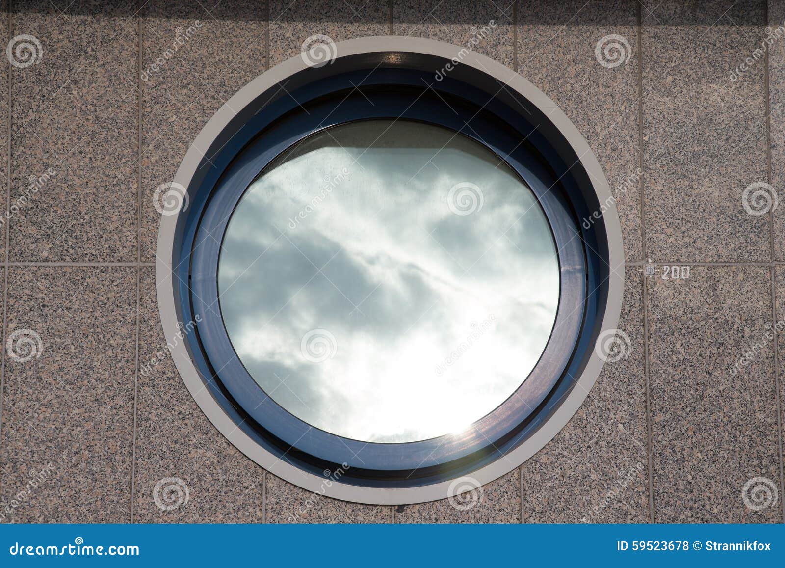Ajar Round Window on the Tiled Granite Wall - Part of the Urban Stock ...