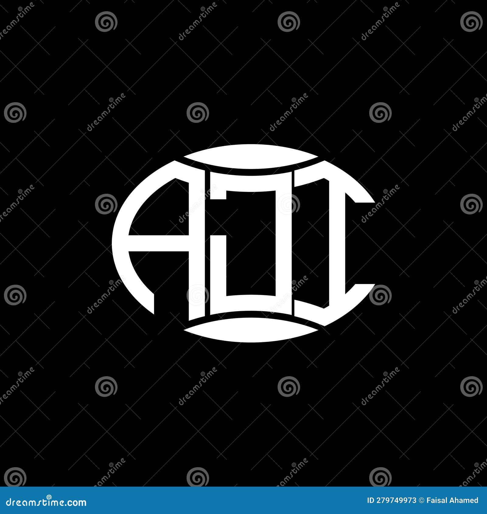 AJI Abstract Monogram Circle Logo Design on Black Background. AJI ...