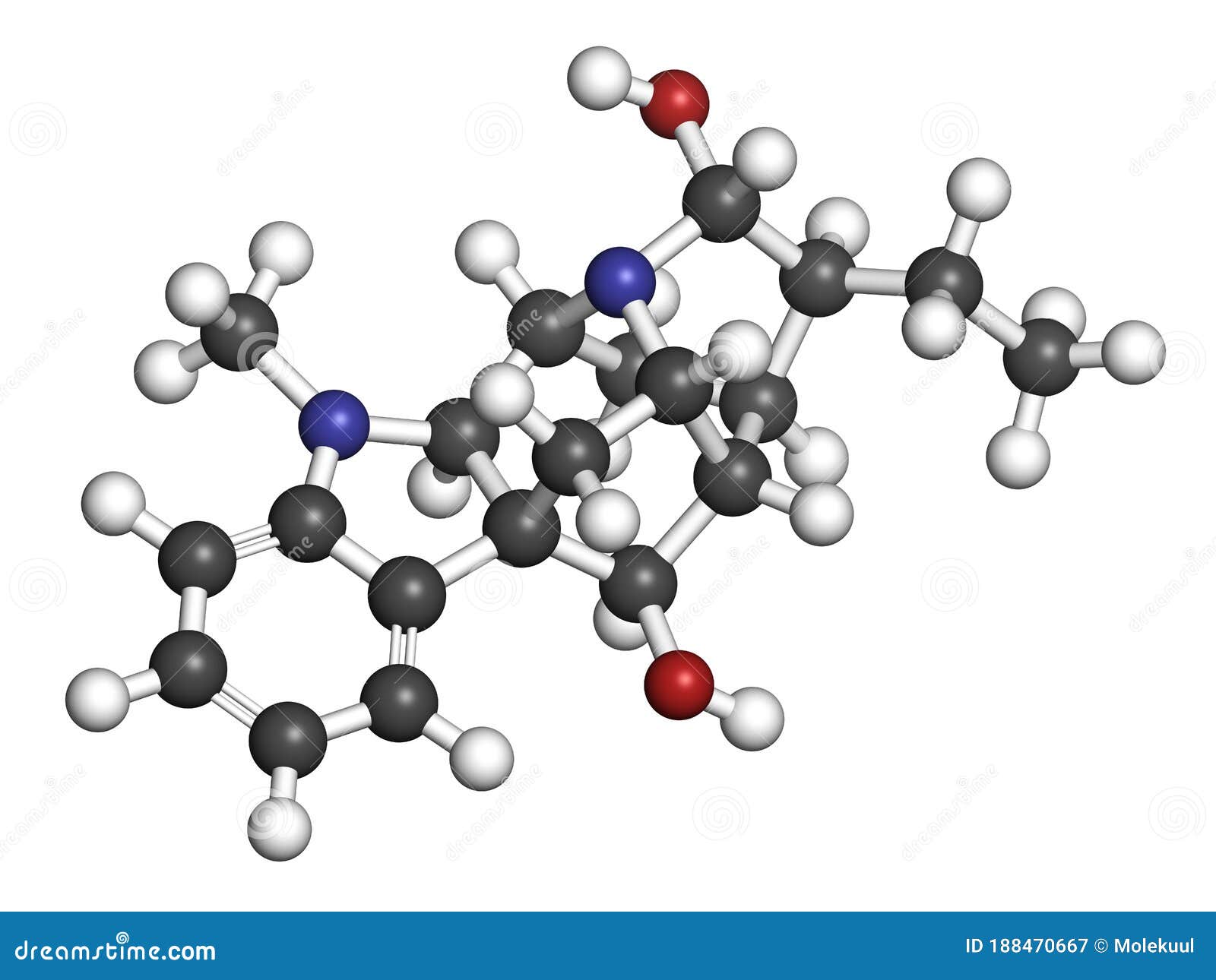 Ajmaline Antiarrhytmic Agent Molecule. 3D Rendering Stock Illustration ...