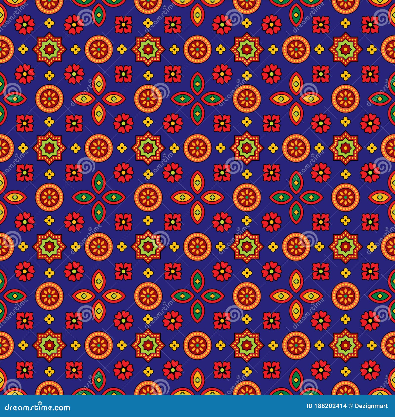 Sindhi Colourful Ajrak Pattern Stock Vector - Illustration of ...