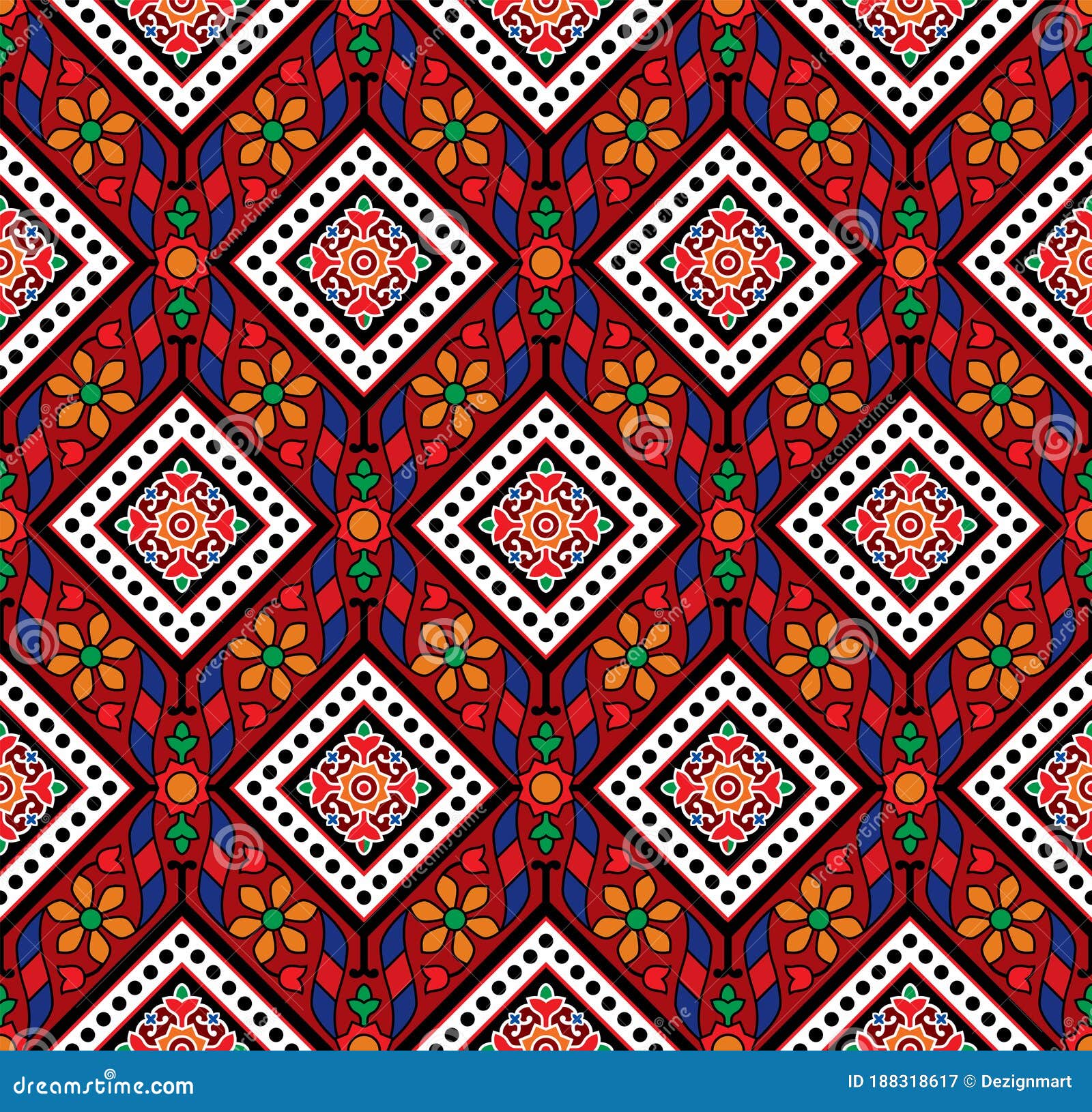 Sindhi Ajrak Pattern stock vector. Illustration of background - 188318617