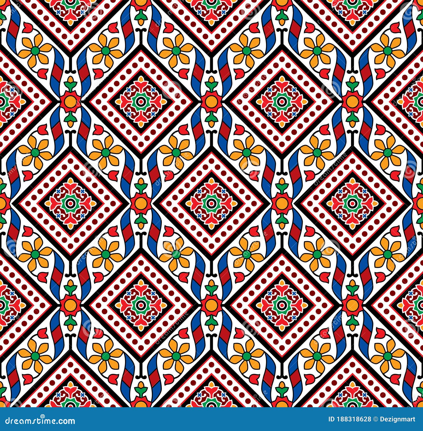 Sindhi Ajrak Pattern stock vector. Illustration of fabric - 188318628