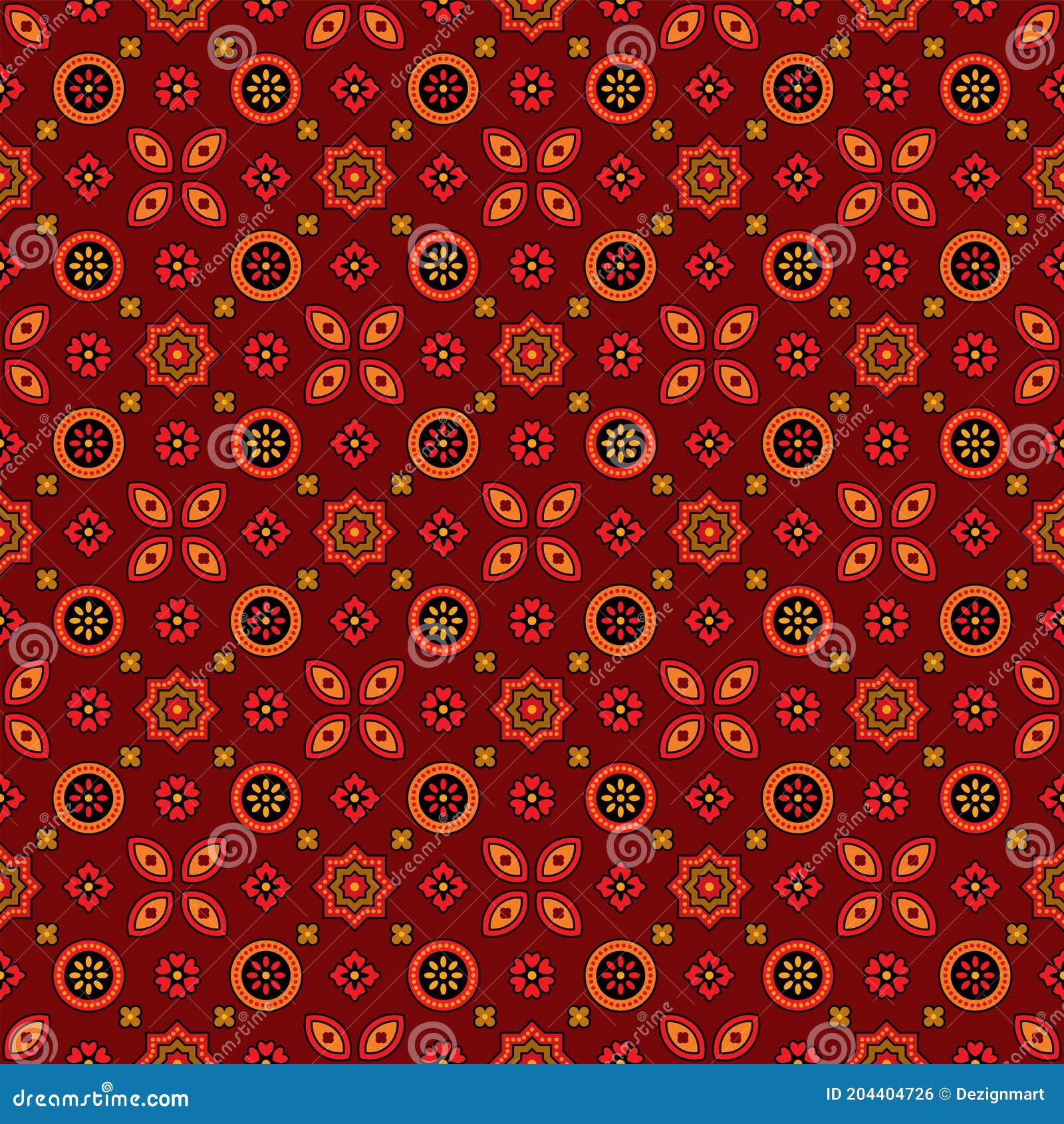 Sindhi Colourful Red Ajrak Pattern, Vector Illustration Stock Vector ...