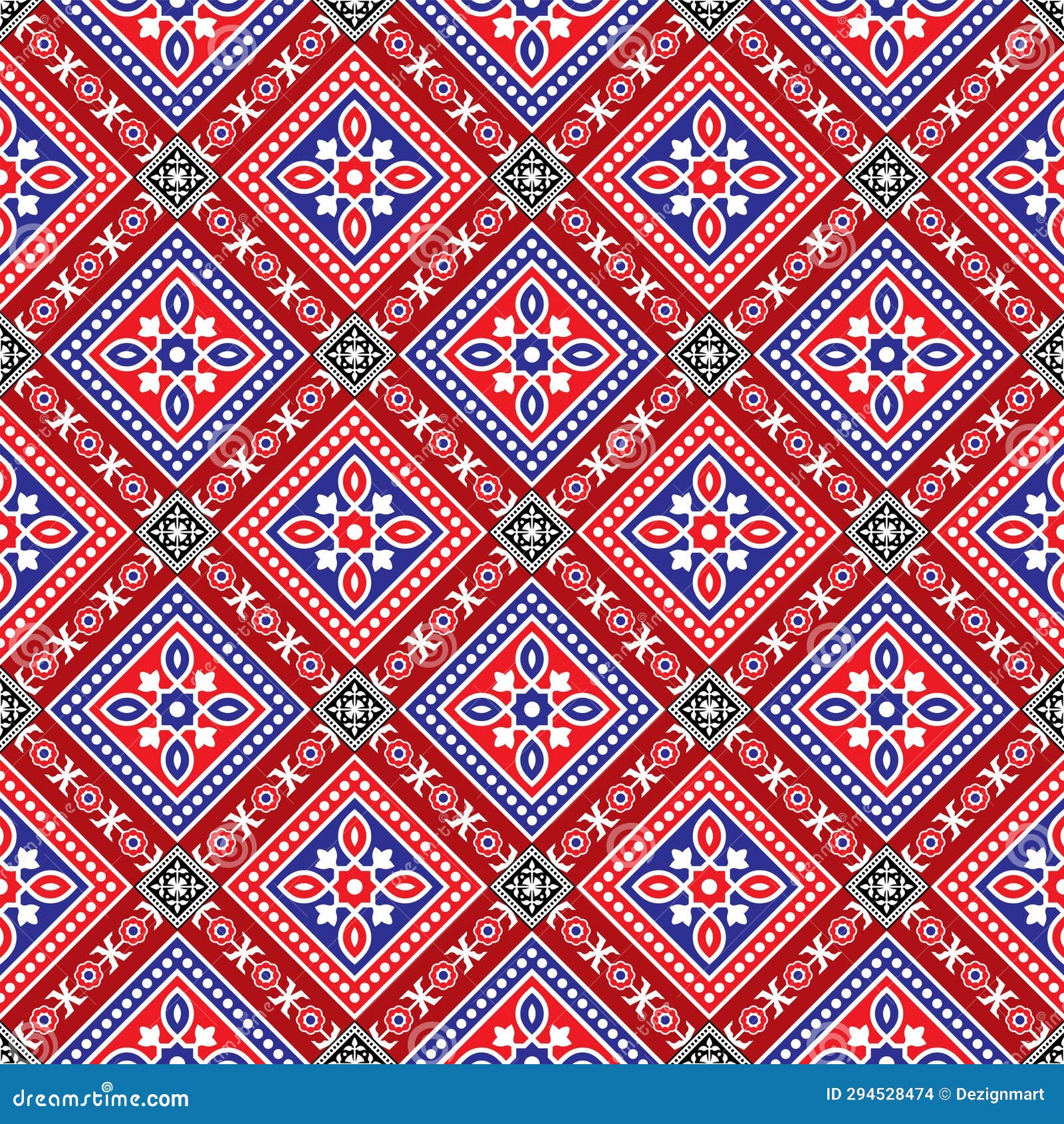 Ajrak Seamless Pattern, Tribal and Ethnic Background Stock Vector ...