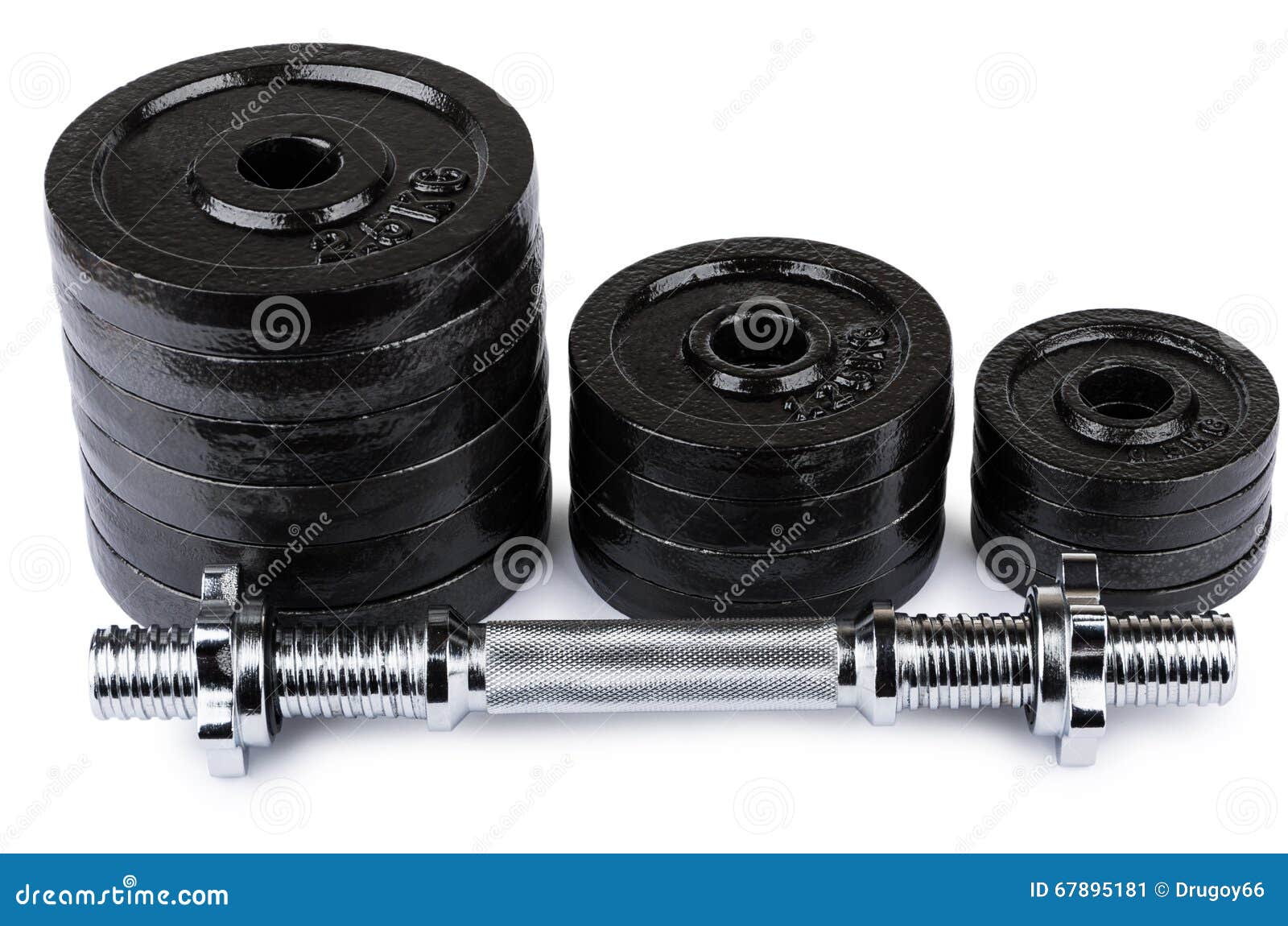 Ajustable Dumbbell and Stack of Disks Isolated on White Stock Image ...