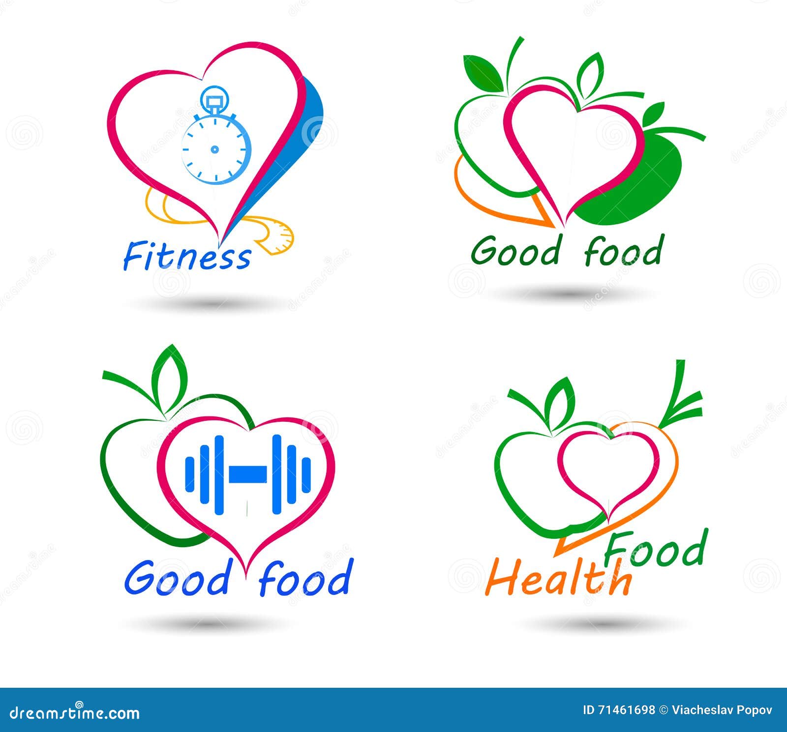 Ajuste Símbolos Do Bem-estar Alimento Saudável E Aptidão Ilustração do ...