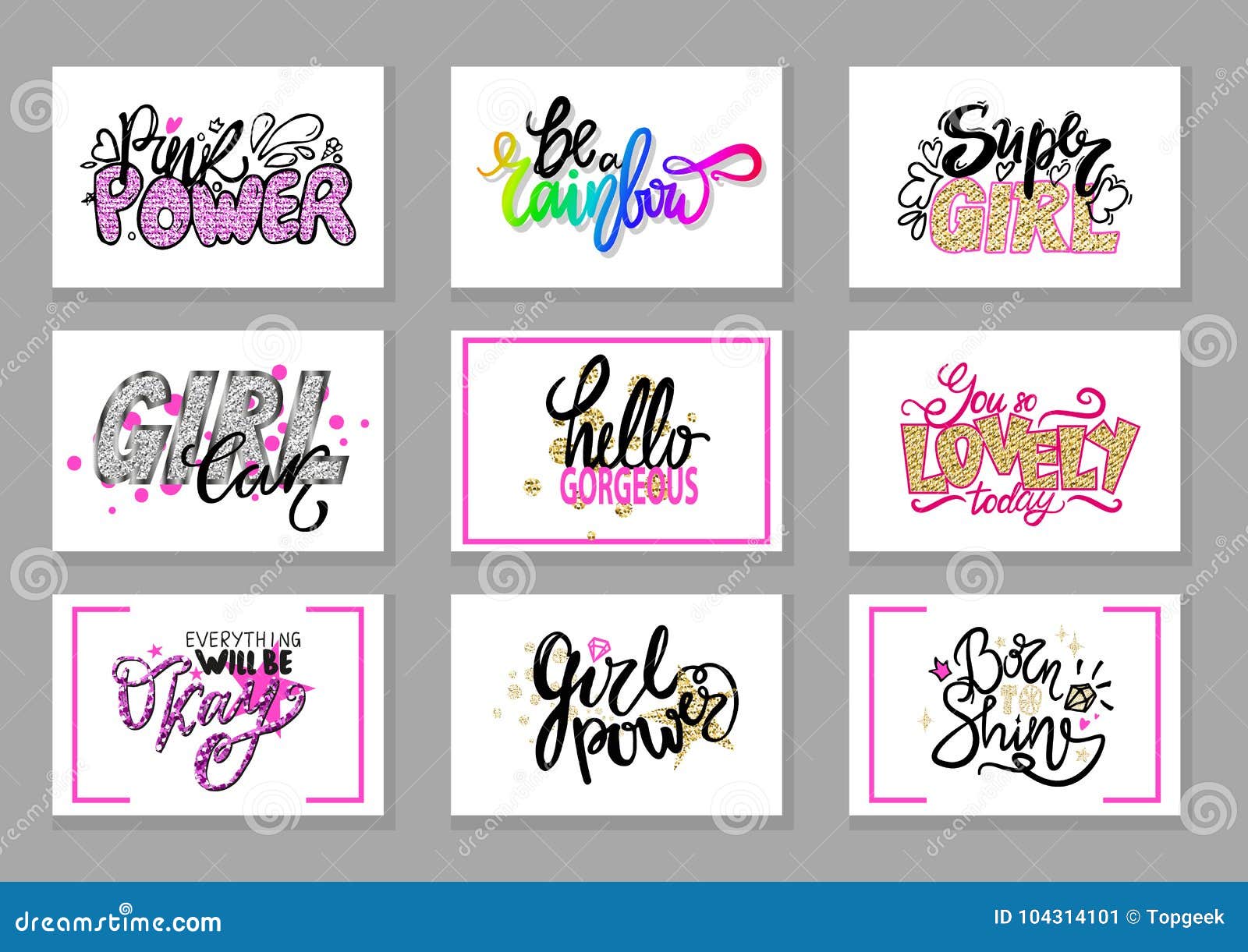 Ajuste Slogan Do Vetor Na Cor De Menina Do Rosa Do Conceito Ilustração ...