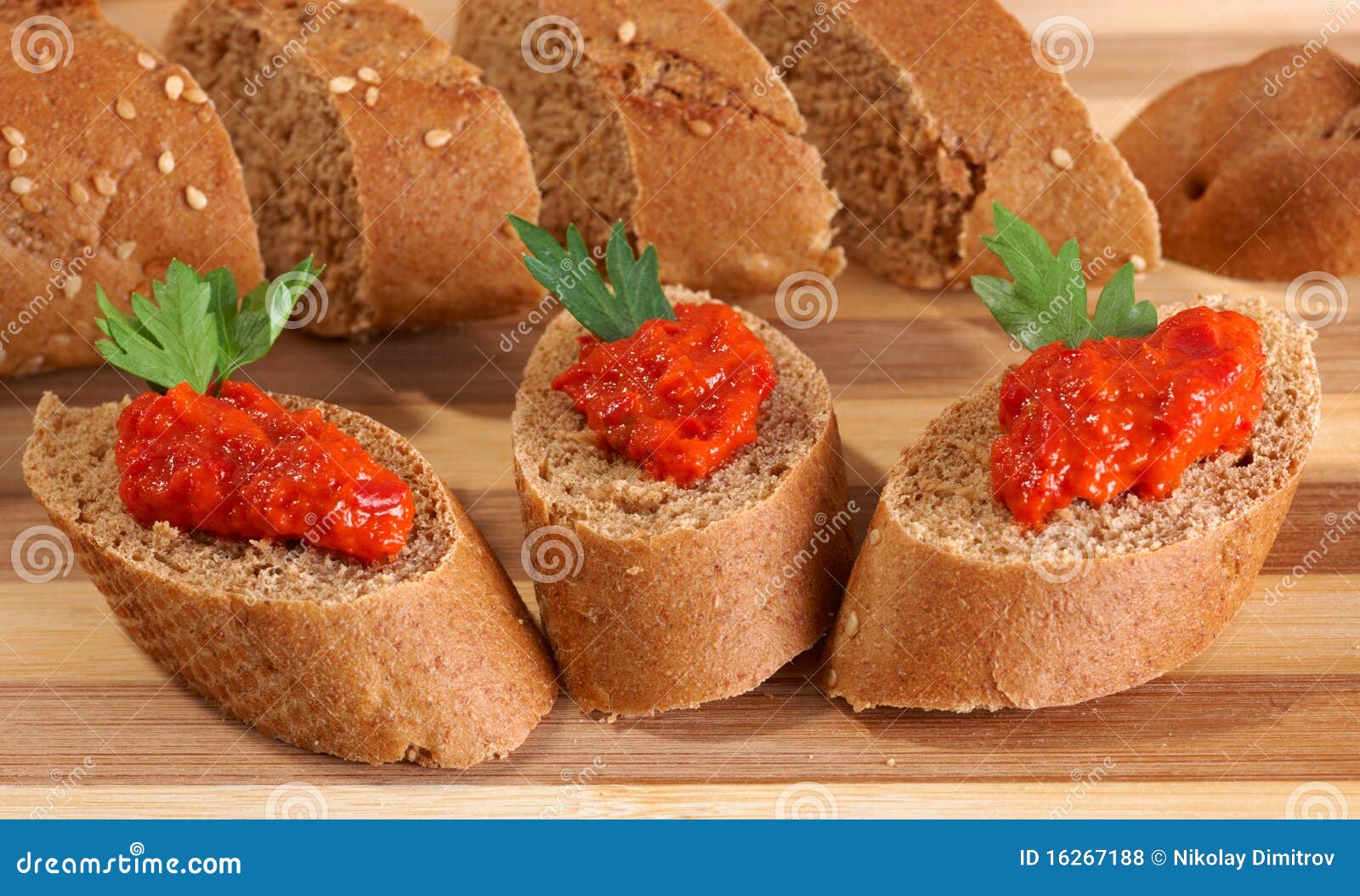 Ajvar on bread slices stock photo. Image of gourmet, appetizer - 16267188