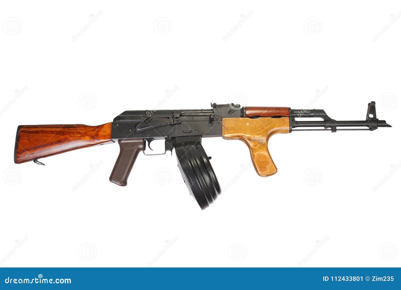 AK 47 Assault Rifle With Round Drum Magazine Royalty-Free Stock ...