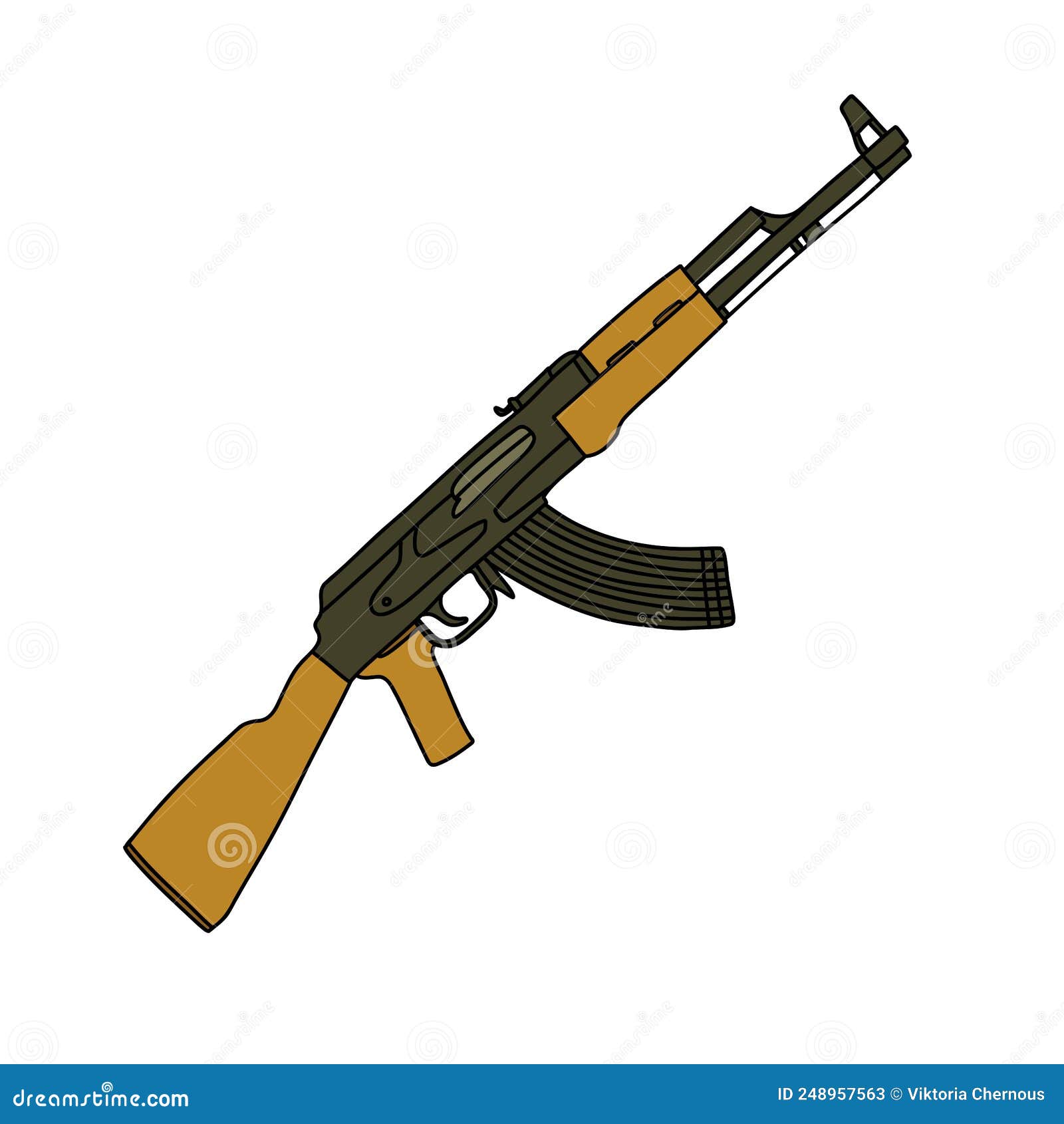 AK-47 Doodle Icon, Vector Color Line Illustration Stock Vector ...