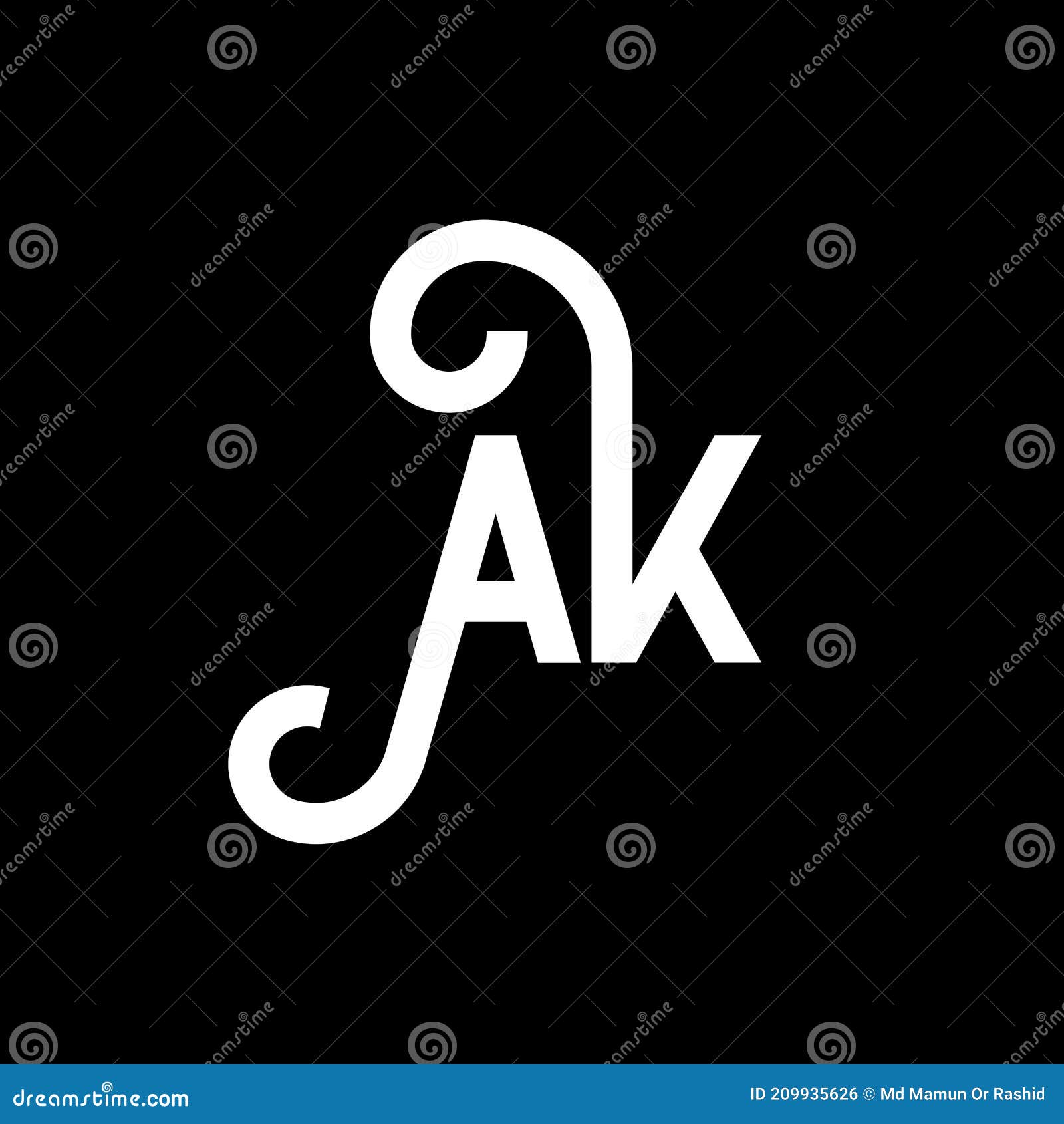 AK Letter Logo Design on Black Background. AK Creative Initials Letter ...
