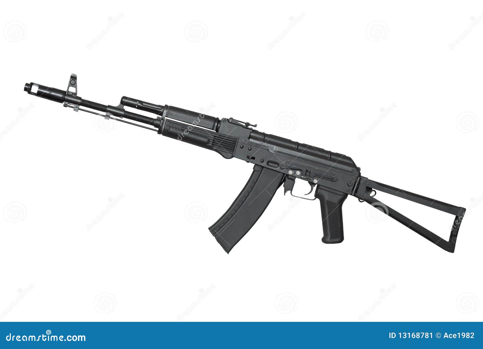 AK Rifle (AK74) Isolated on White Stock Image - Image of view, single ...