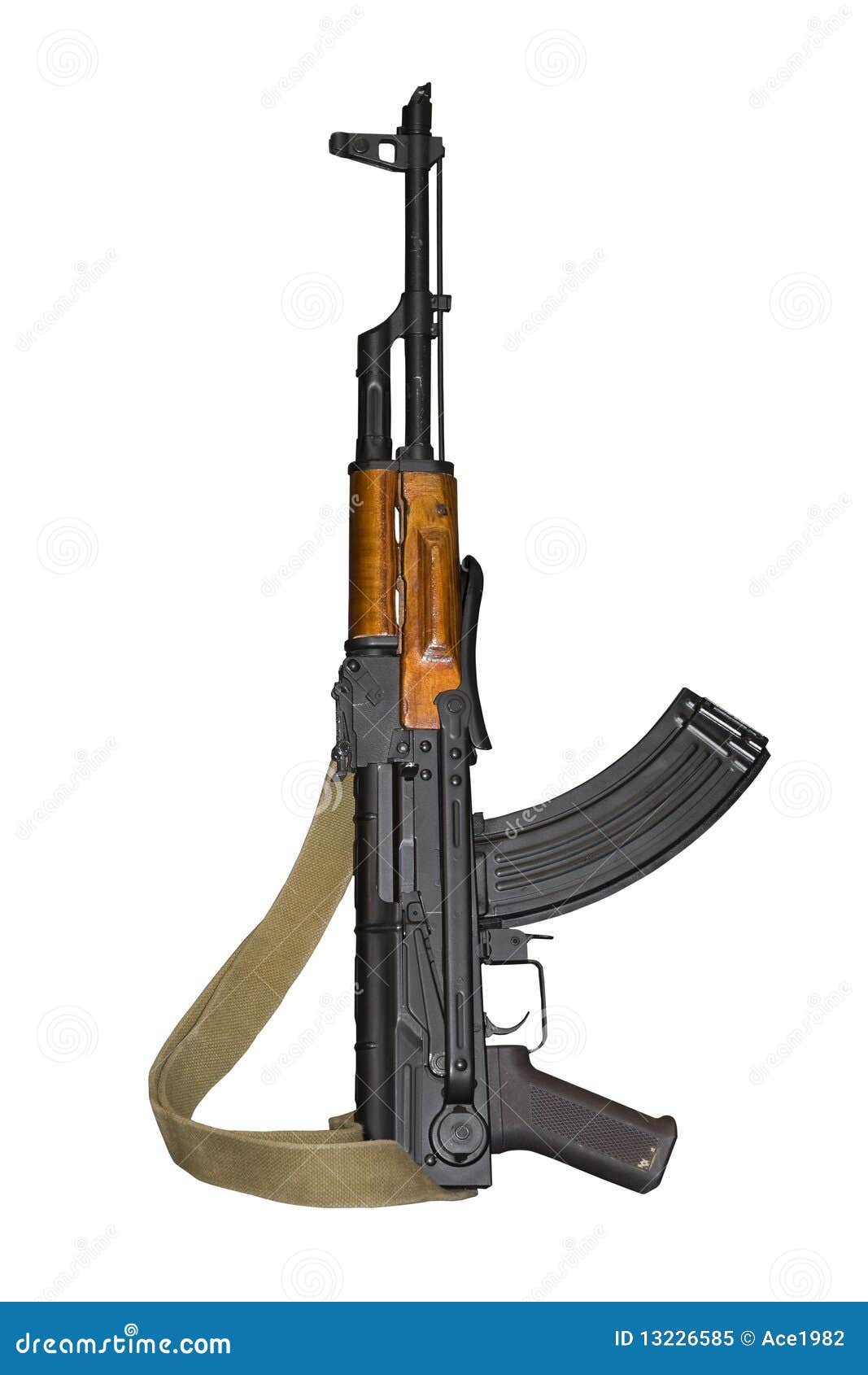 AK Rifle (AKMS) Isolated on White Stock Image - Image of color ...