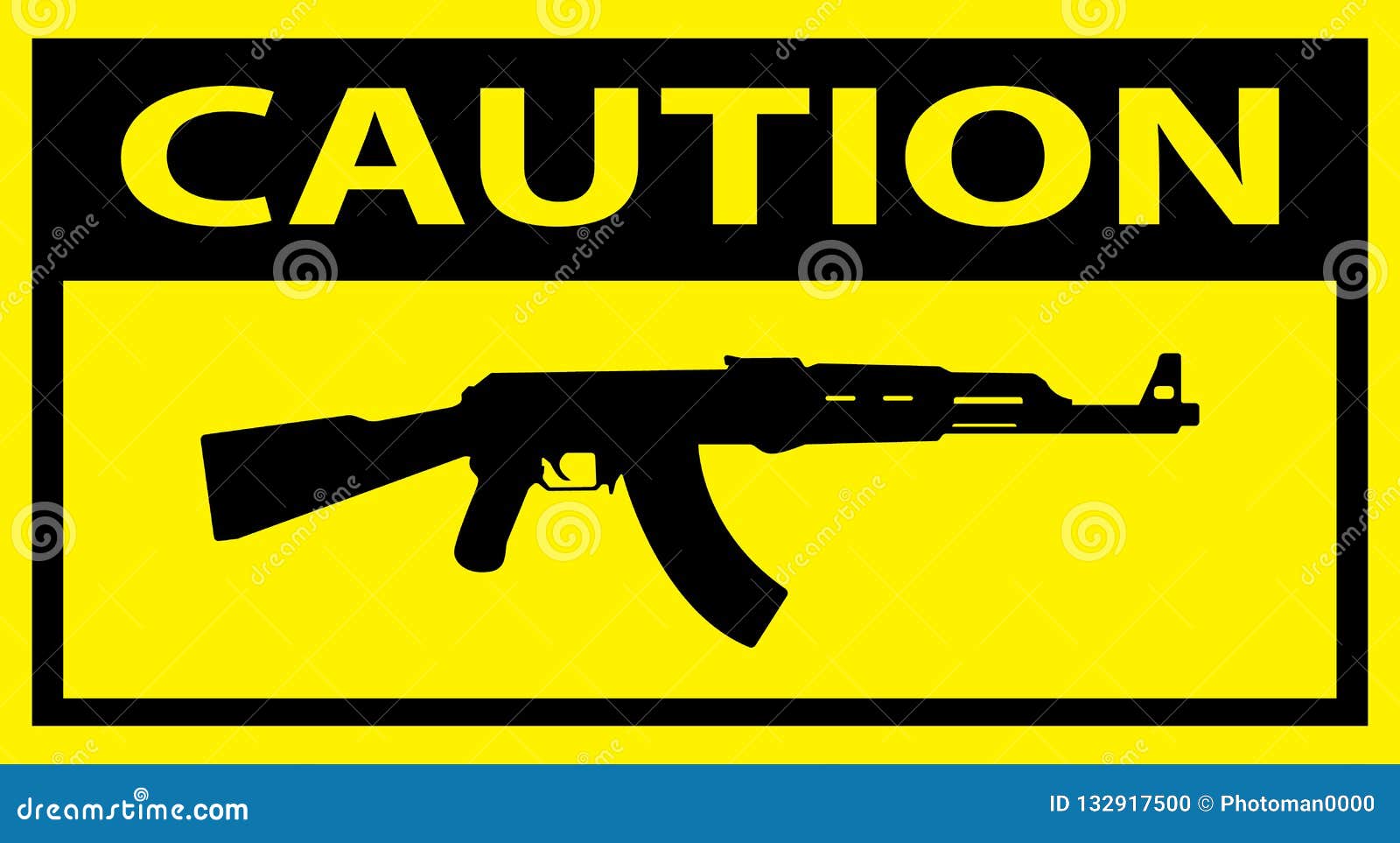 Ak 47 Image Rifle on the Caution Plate Stock Vector - Illustration of element, crime: 132917500