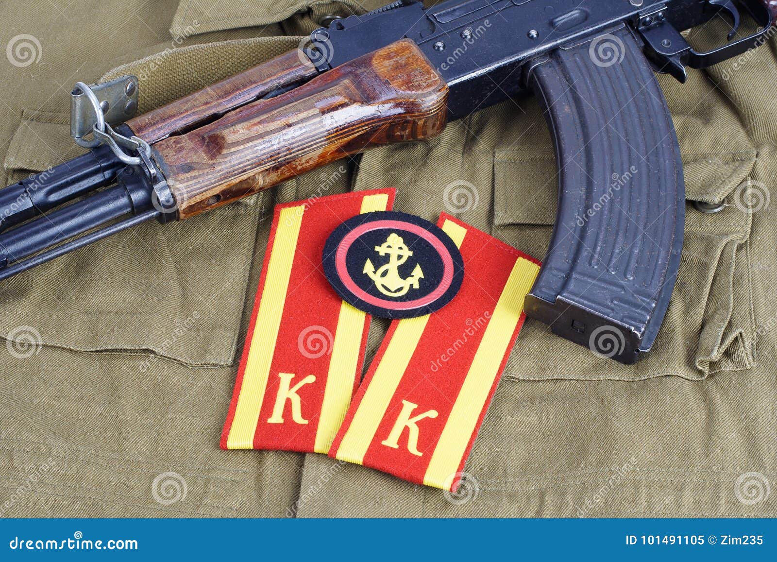AK 47 with Soviet Army Cadet Shoulder Mark and Soviet Army Marines ...