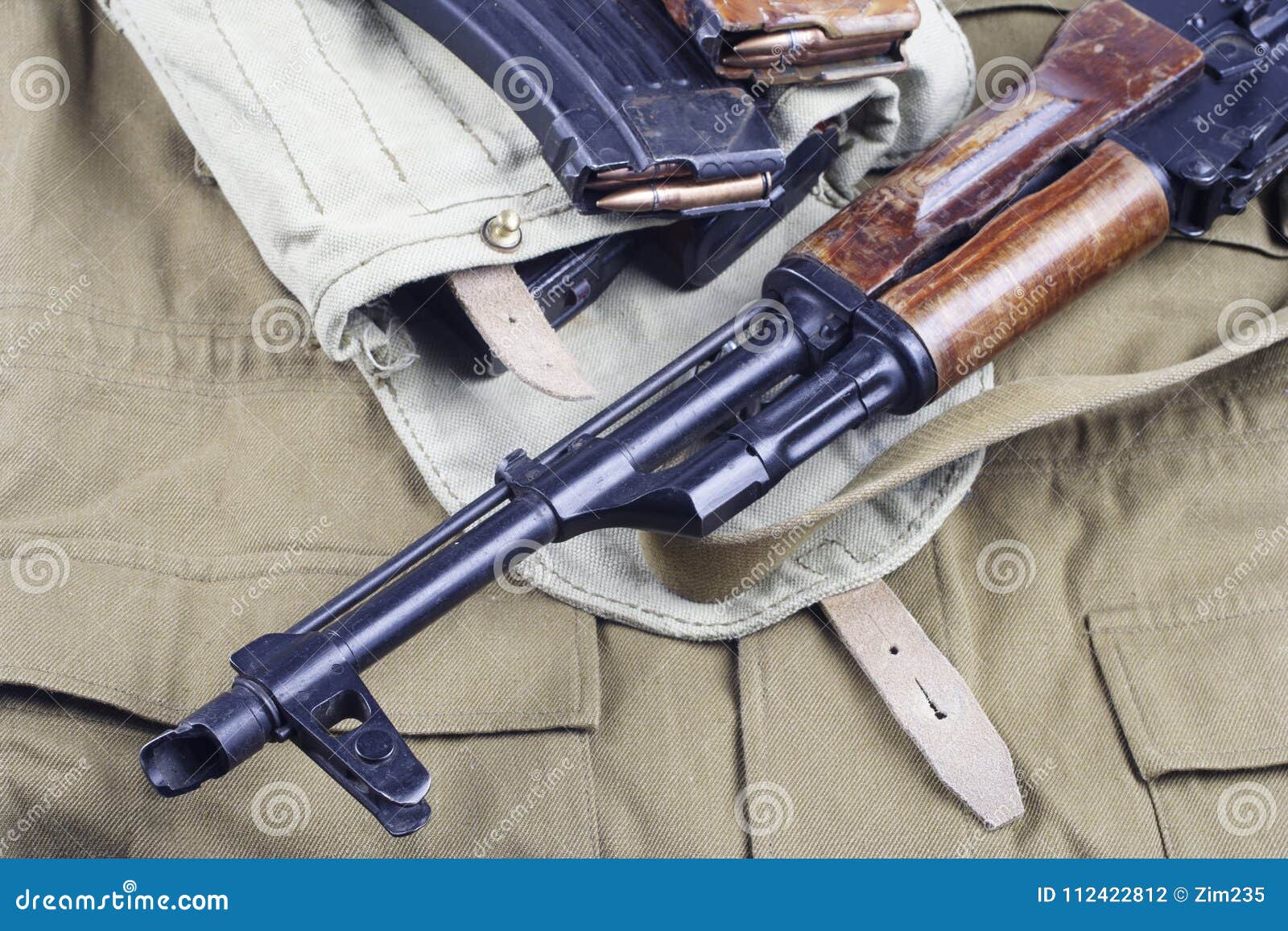 AK47 on USSR Soviet Army Khaki Uniform Stock Photo - Image of bronze ...