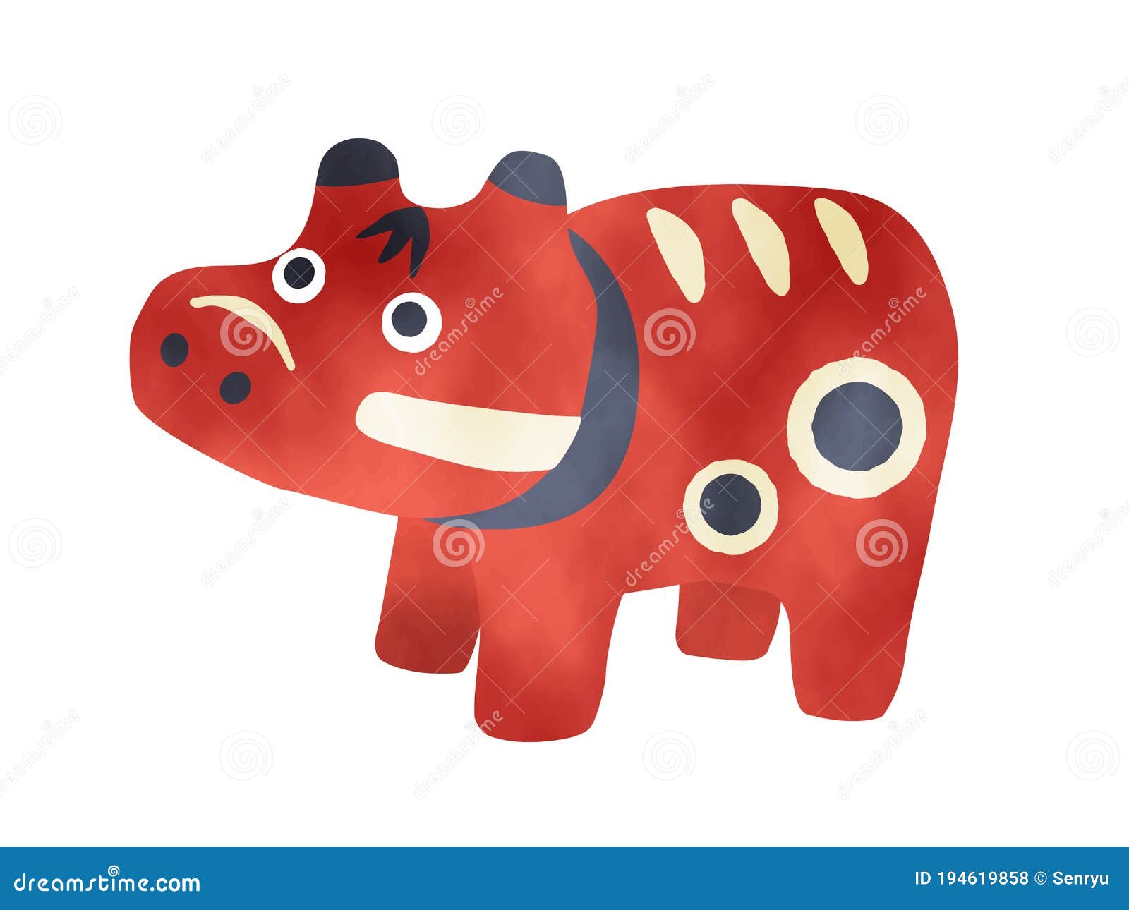 Akabeko illustration stock vector. Illustration of traditional - 194619858