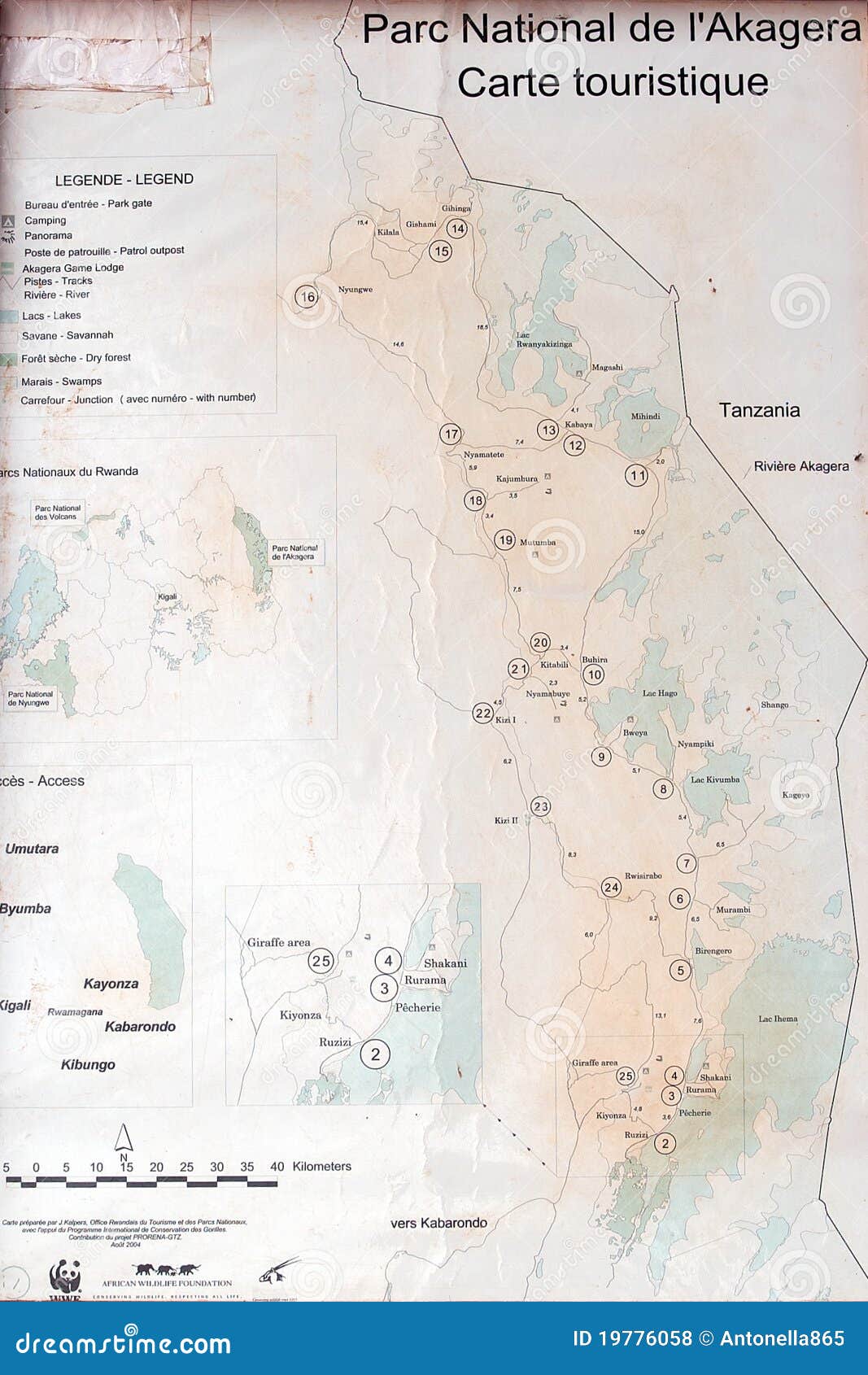 Akagera National Park map editorial stock photo. Image of rwanda - 19776058