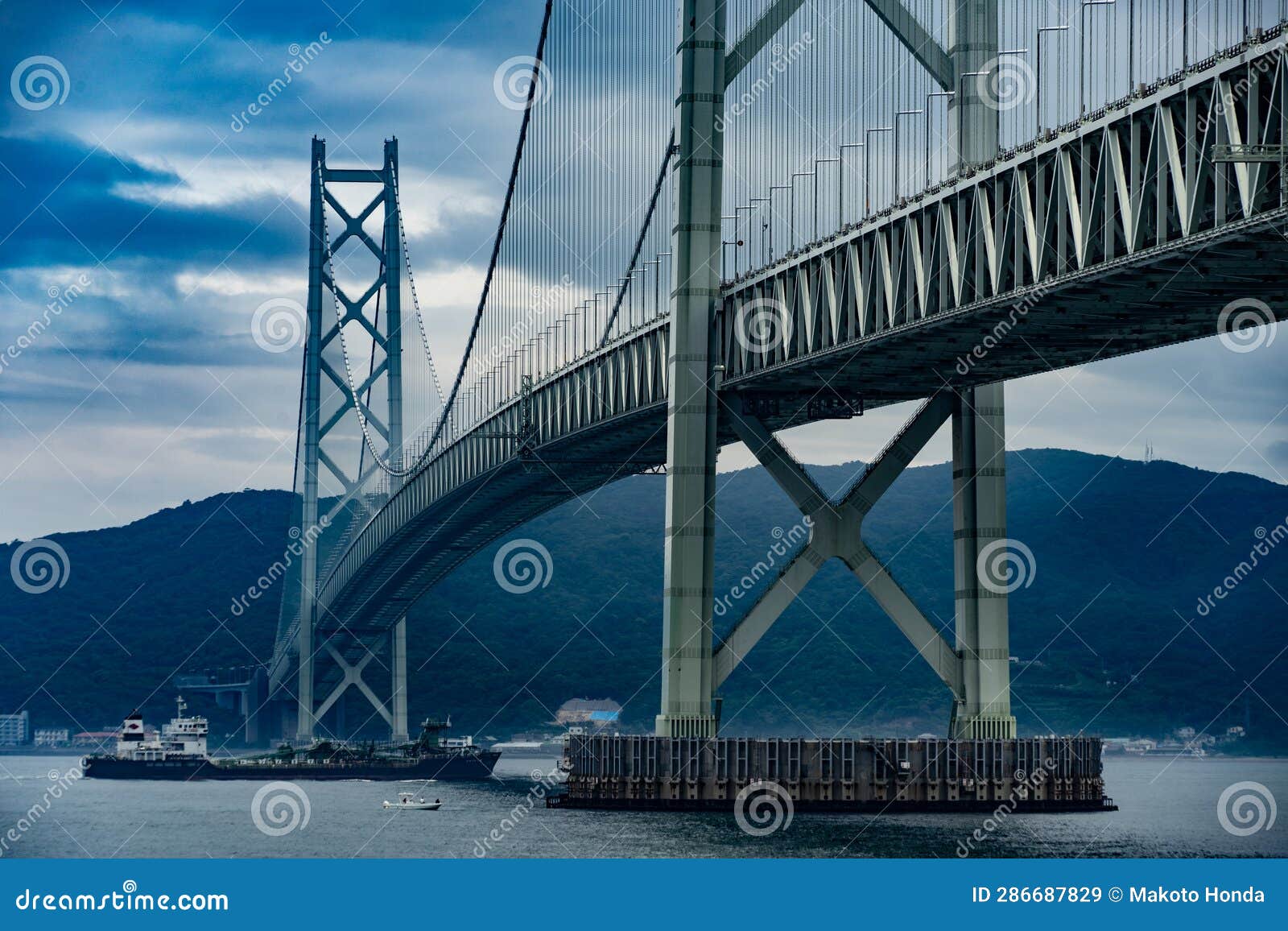 Akashi Strait Bridge stock image. Image of honshu, western - 286687829