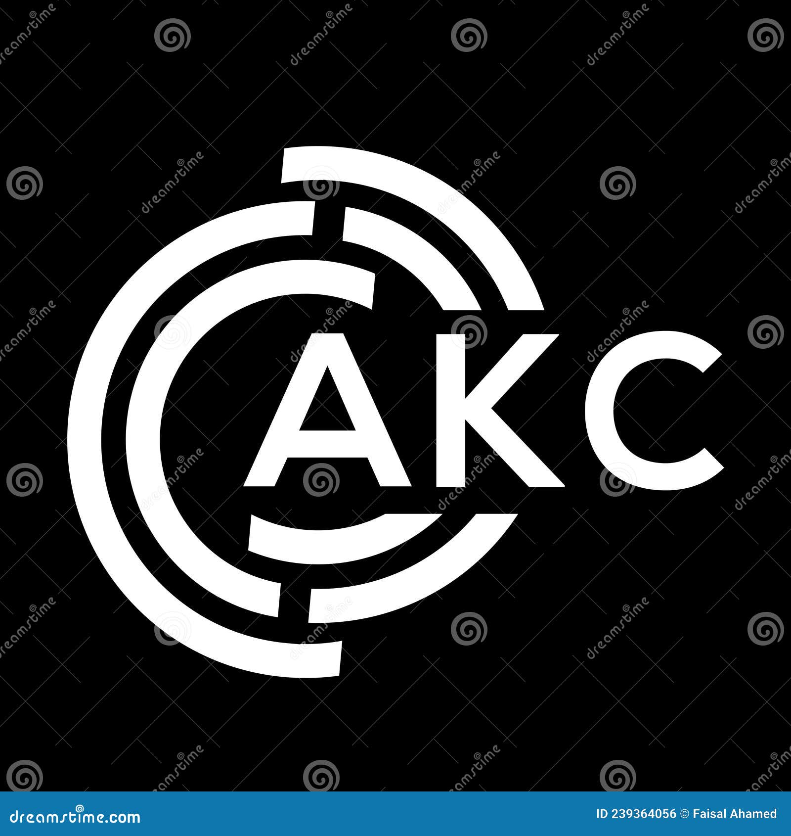 AKC Letter Logo Design on Black Background. AKC Creative Initials ...