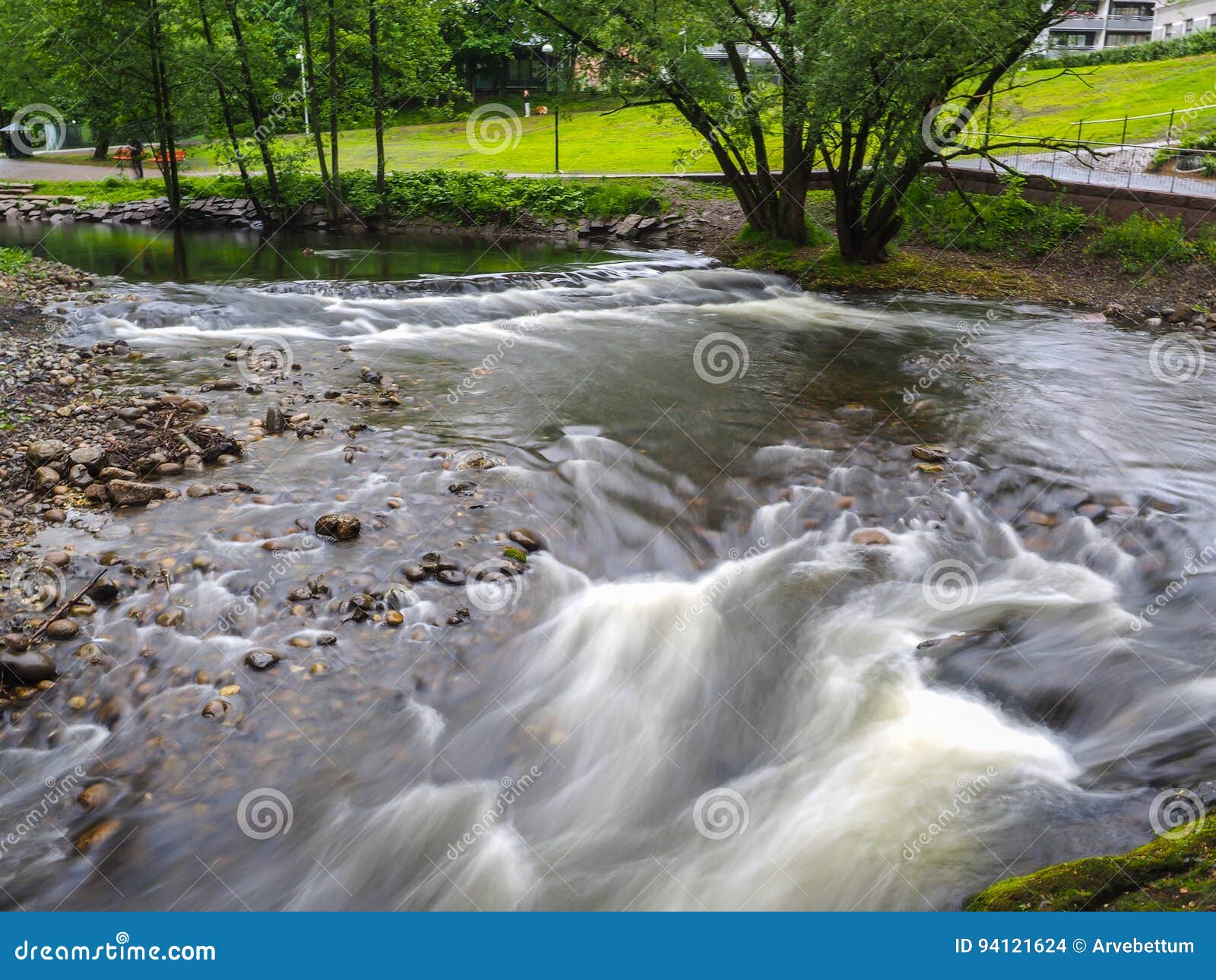 Akerselva River Flowing through Park in Oslo Stock Photo - Image of ...