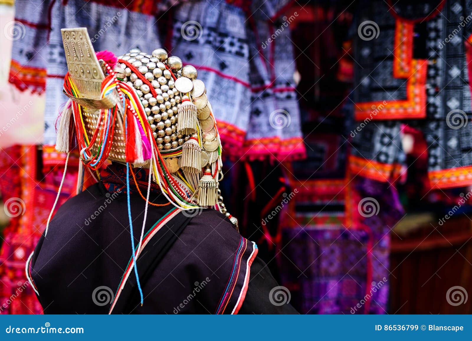 Akha Woman with Traiditional Dress Stock Image - Image of headdress ...