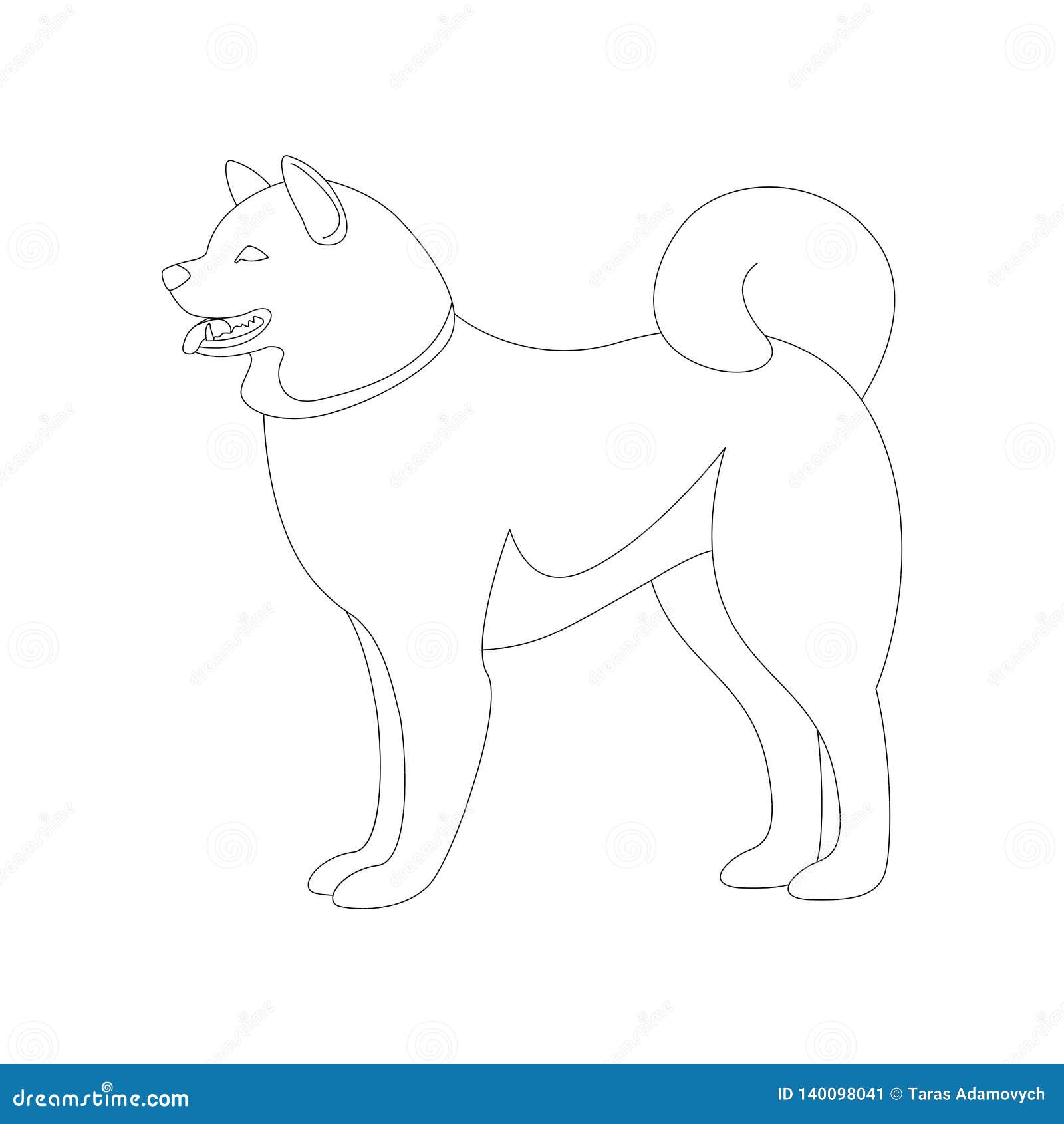 Akita Coloring Page For Kids In American Wheat Style Royalty-Free ...