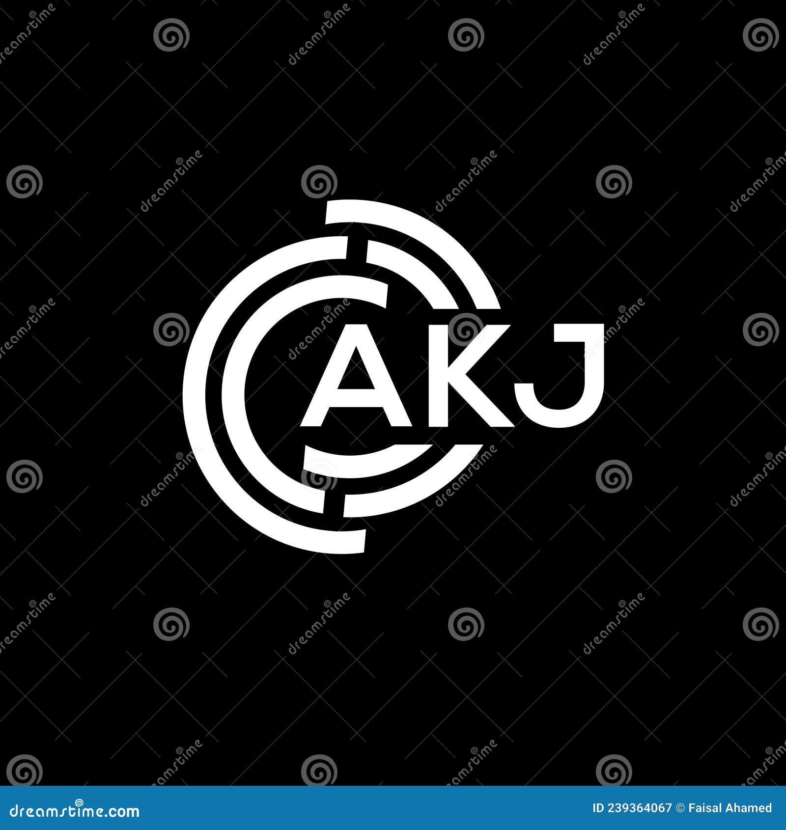 AKJ Letter Logo Design on Black Background. AKJ Creative Initials ...