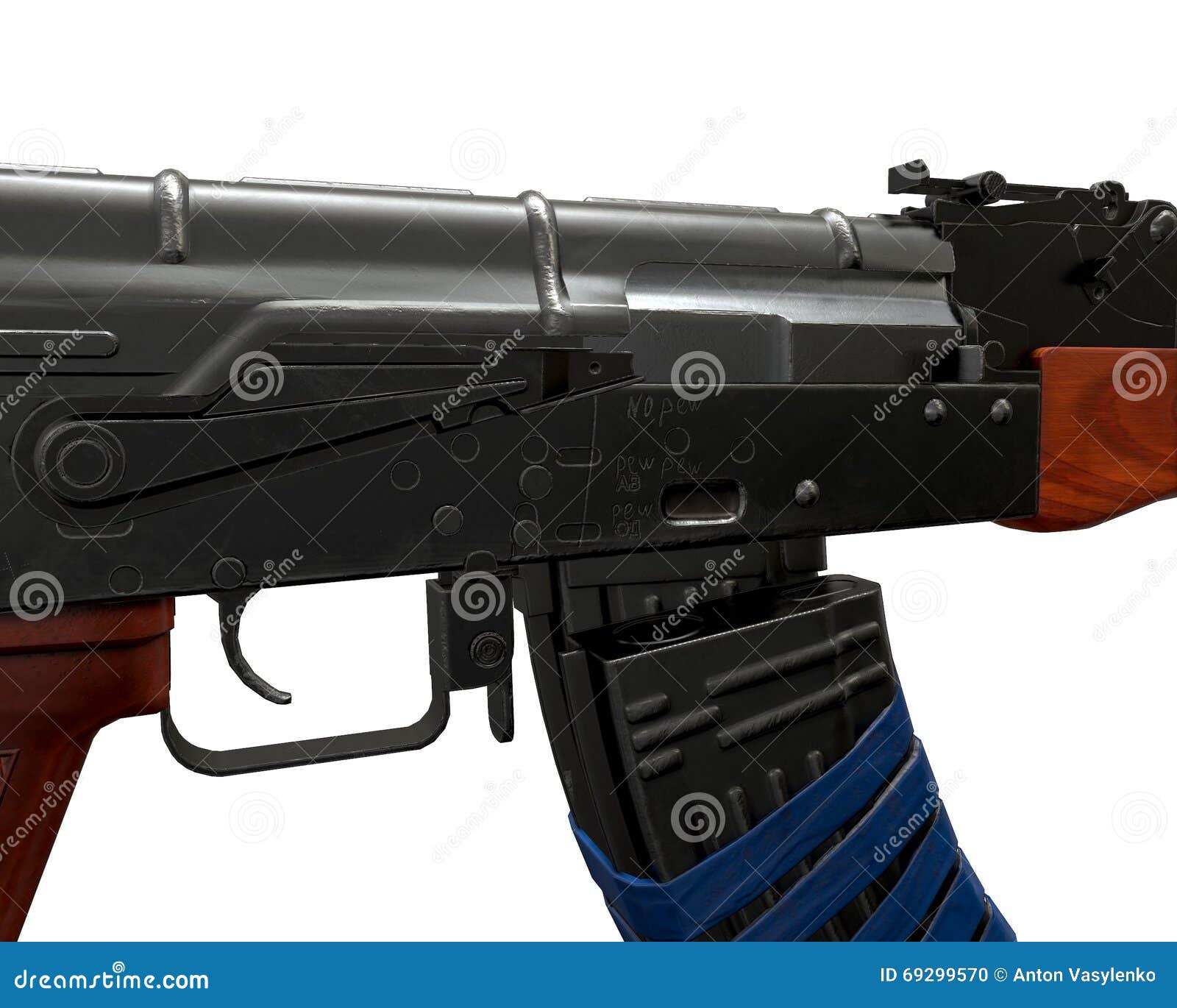 Akm Assault Rifle 3d Illustration Stock Illustration - Illustration of ...