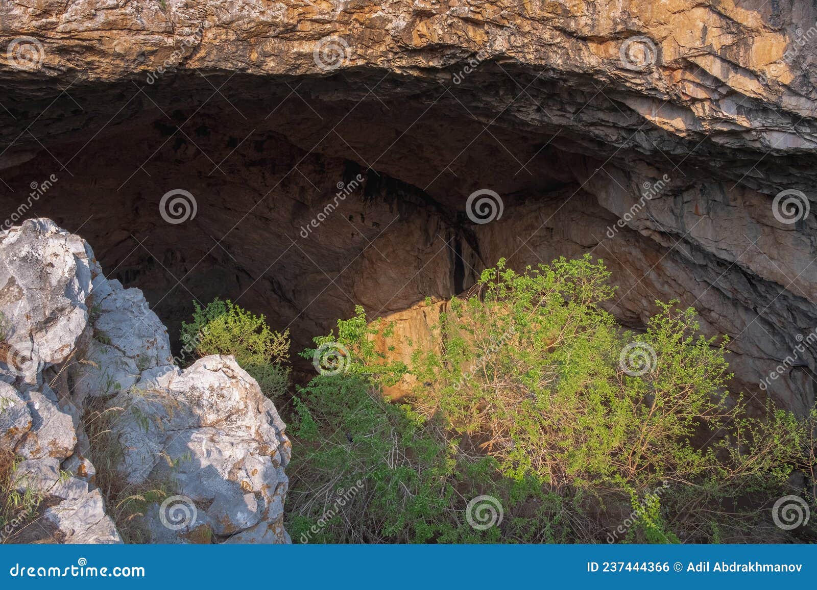 Akmeshit or Akmechet Cave. Huge Cavern with Hole and Green Trees ...
