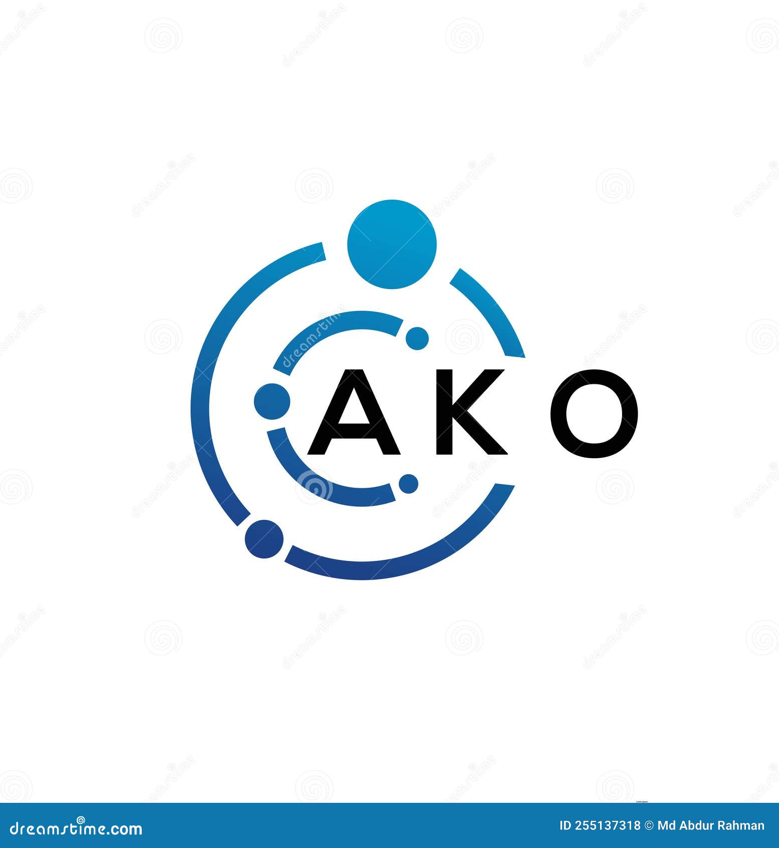 AKO Letter Logo Design On Black Background. AKO Creative Initials ...