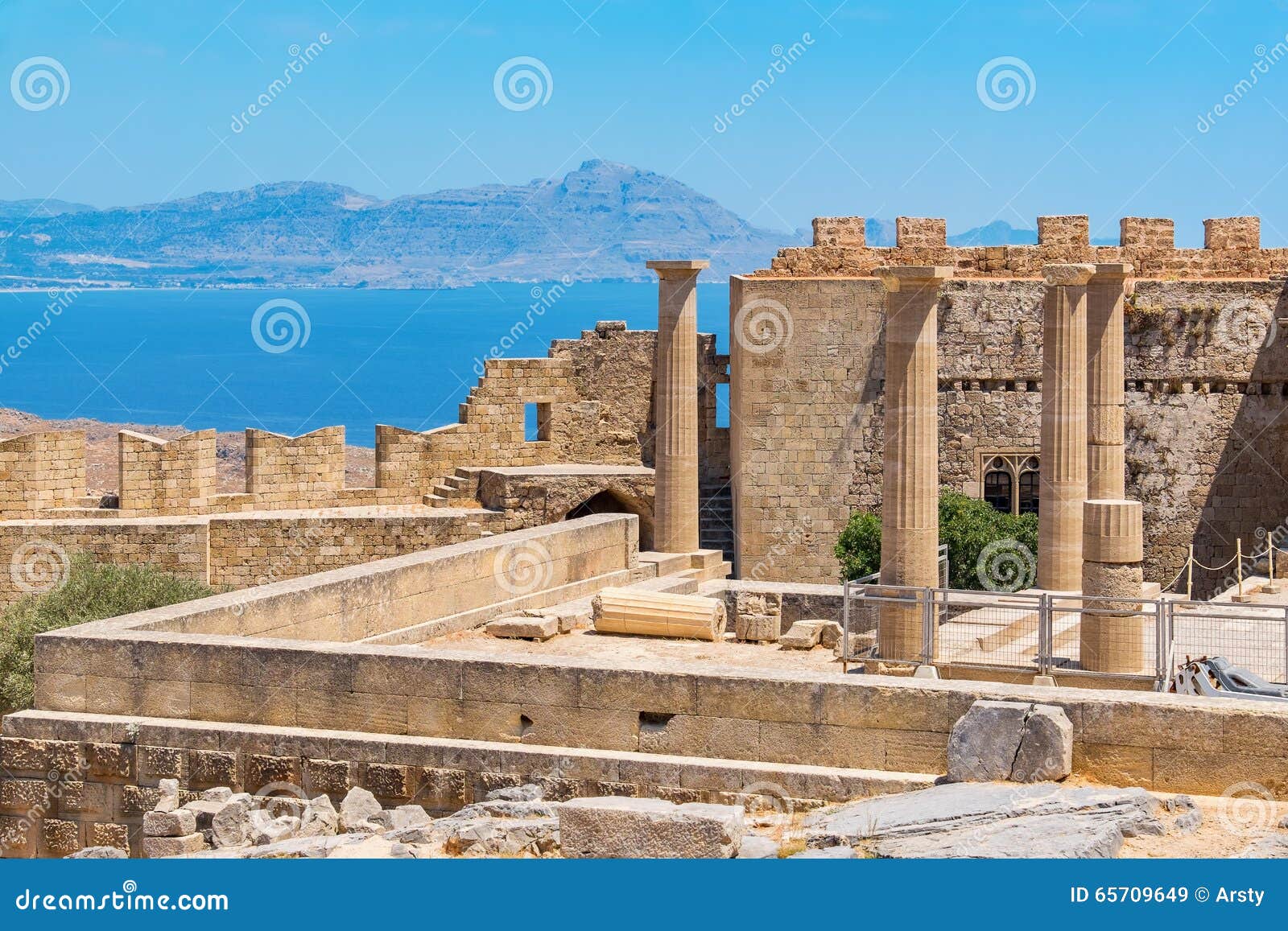 Akropol I Lindos Rhodes Grekland Fotografering för Bildbyråer - Bild av ...
