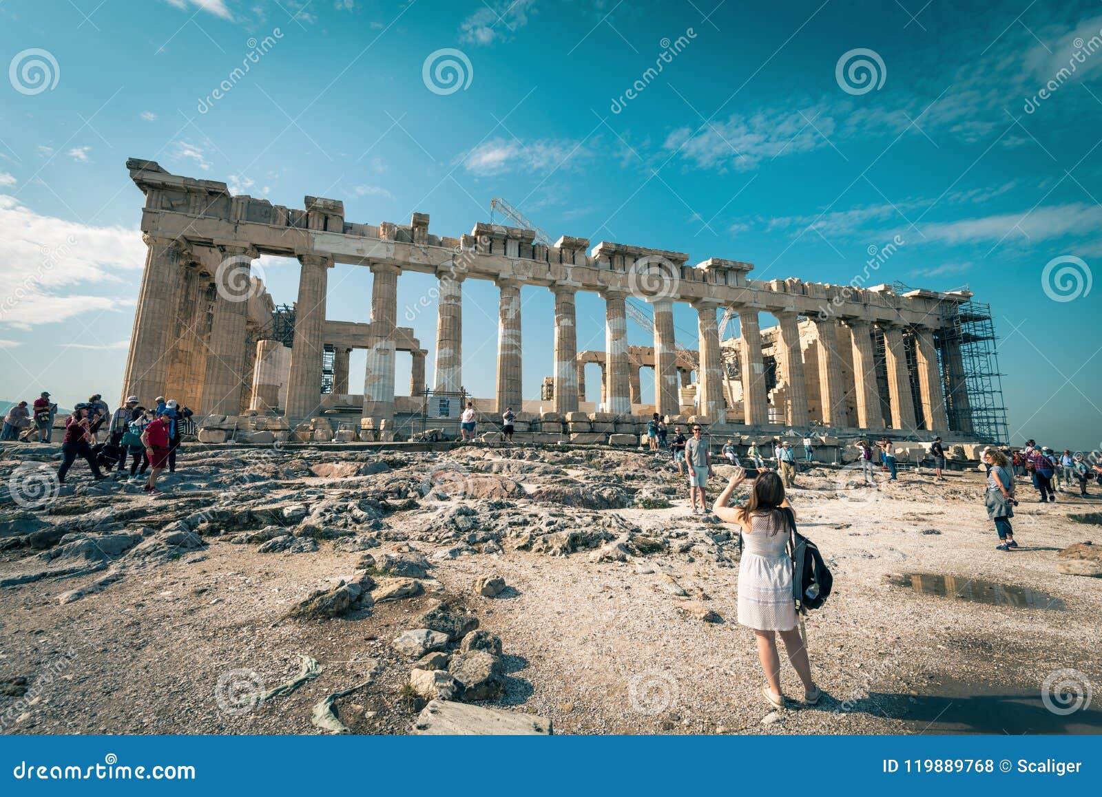 Akropol Z Parthenon W Ateny Zdjęcie Stock Editorial - Obraz złożonej z ...