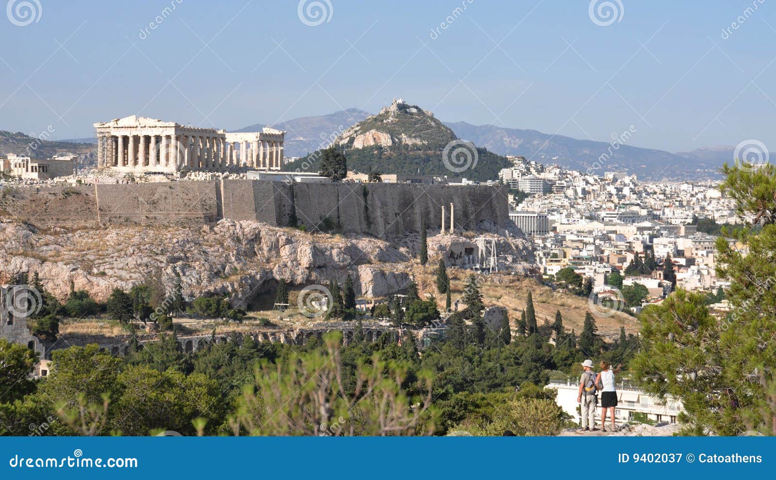 Akropolis and Lykavittos in Athens Stock Image - Image of marble ...