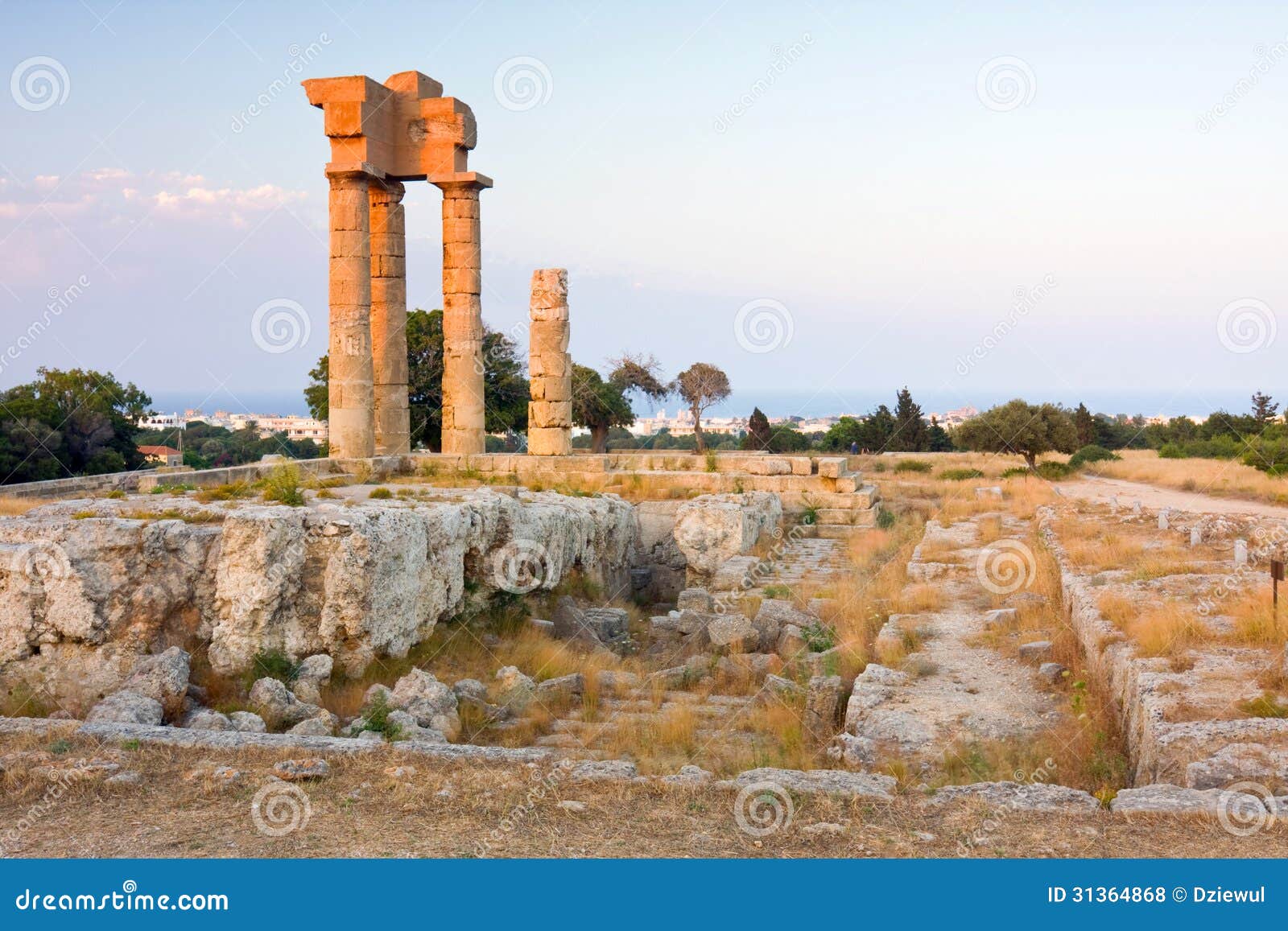 Akropolis Van Rhodos in Monte Smith Op Het Eiland Rhodes Greece. Stock ...