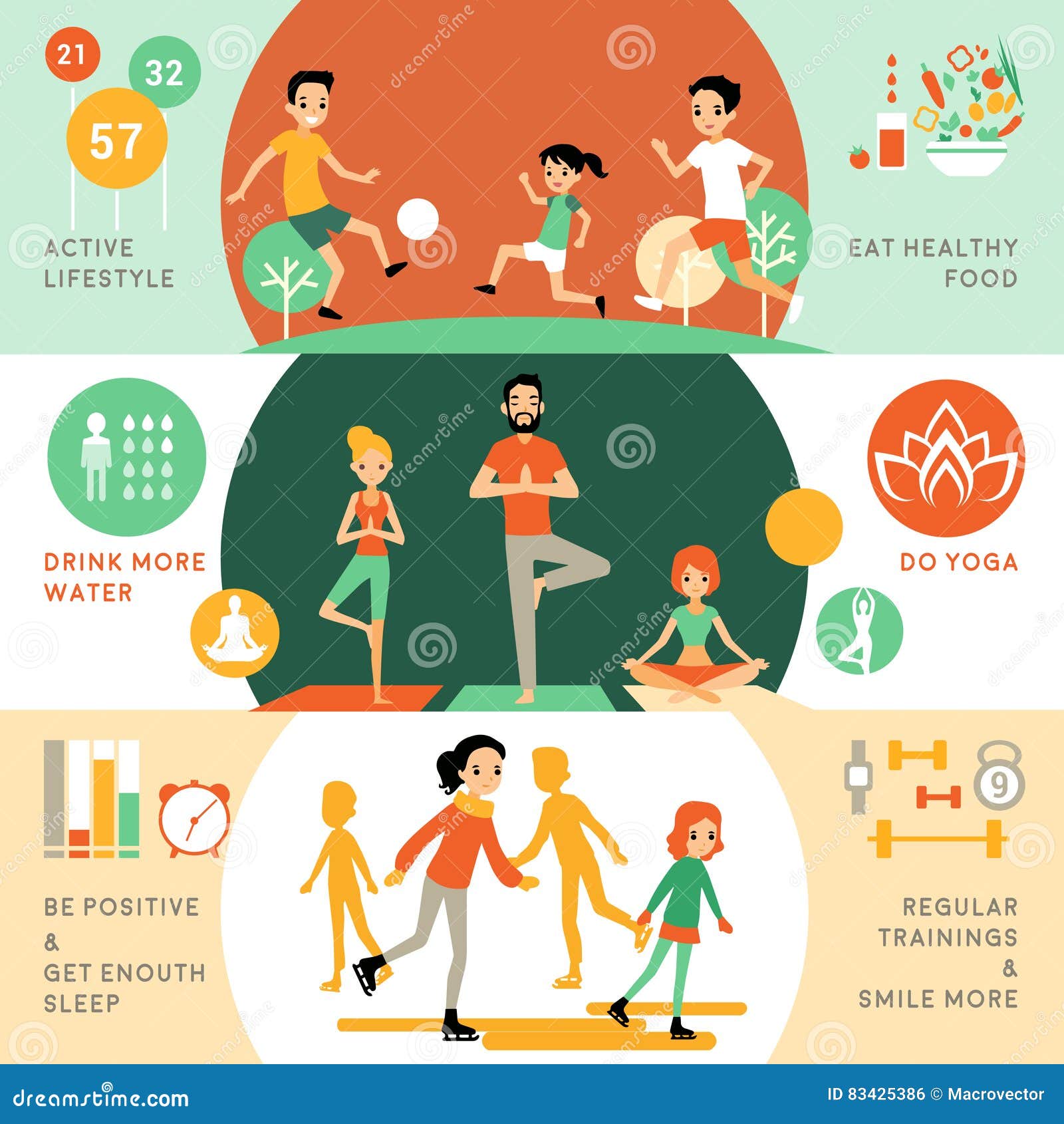 Aktiver Gesunder Lebensstil-horizontale Fahnen Vektor Abbildung ...