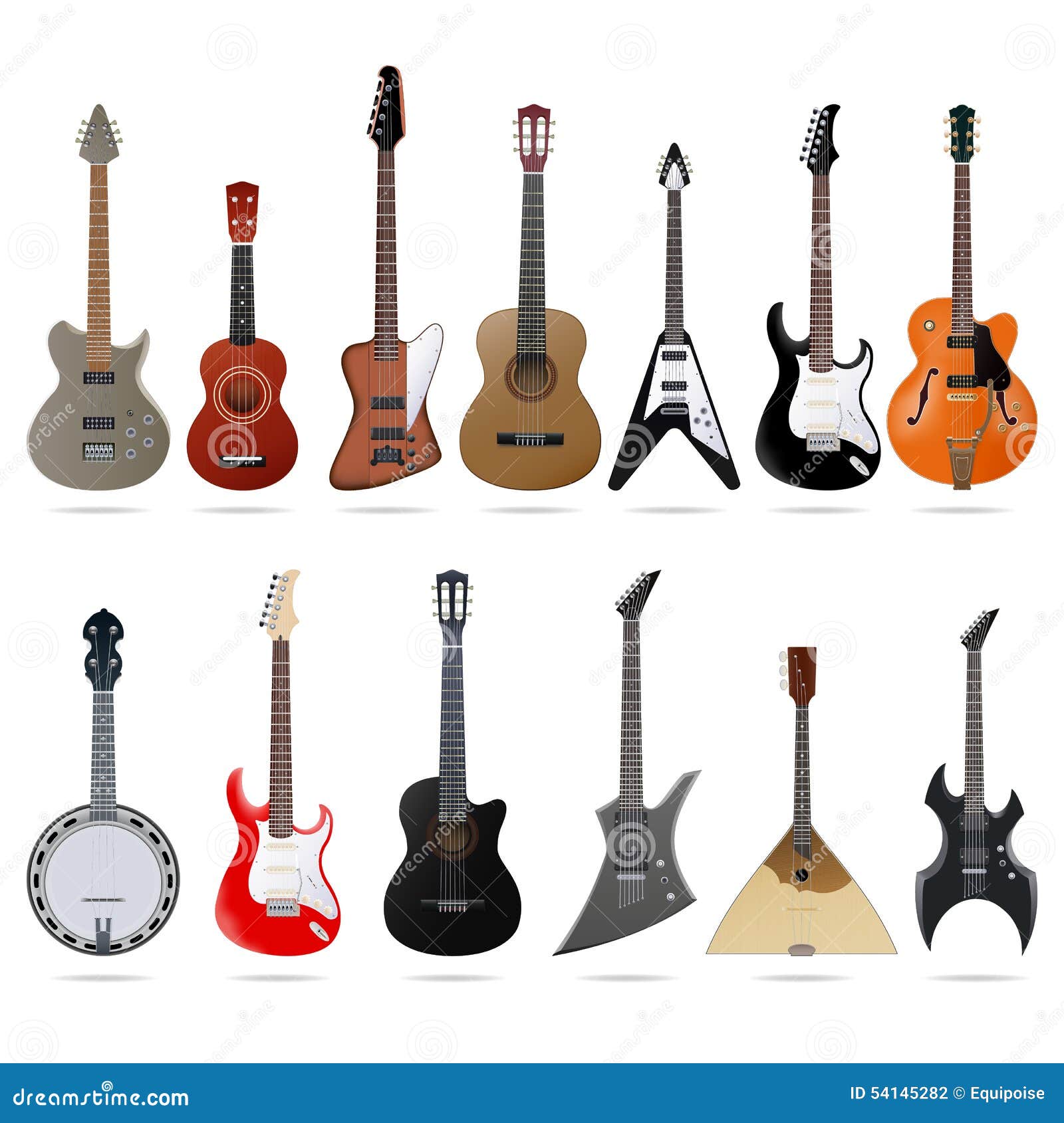 Akustisch Und E-Gitarren Eingestellt Stock Abbildung - Illustration von ...