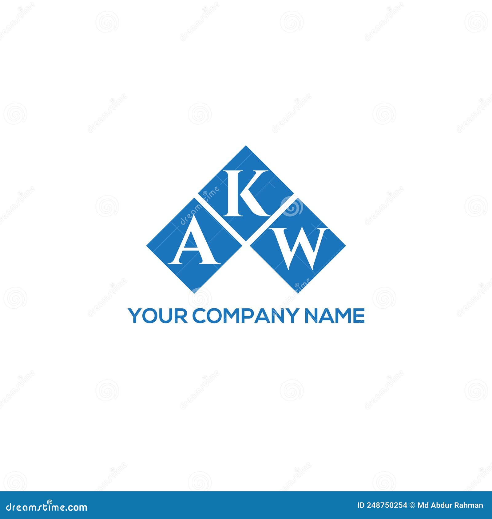 AKW Letter Logo Design on WHITE Background. AKW Creative Initials ...